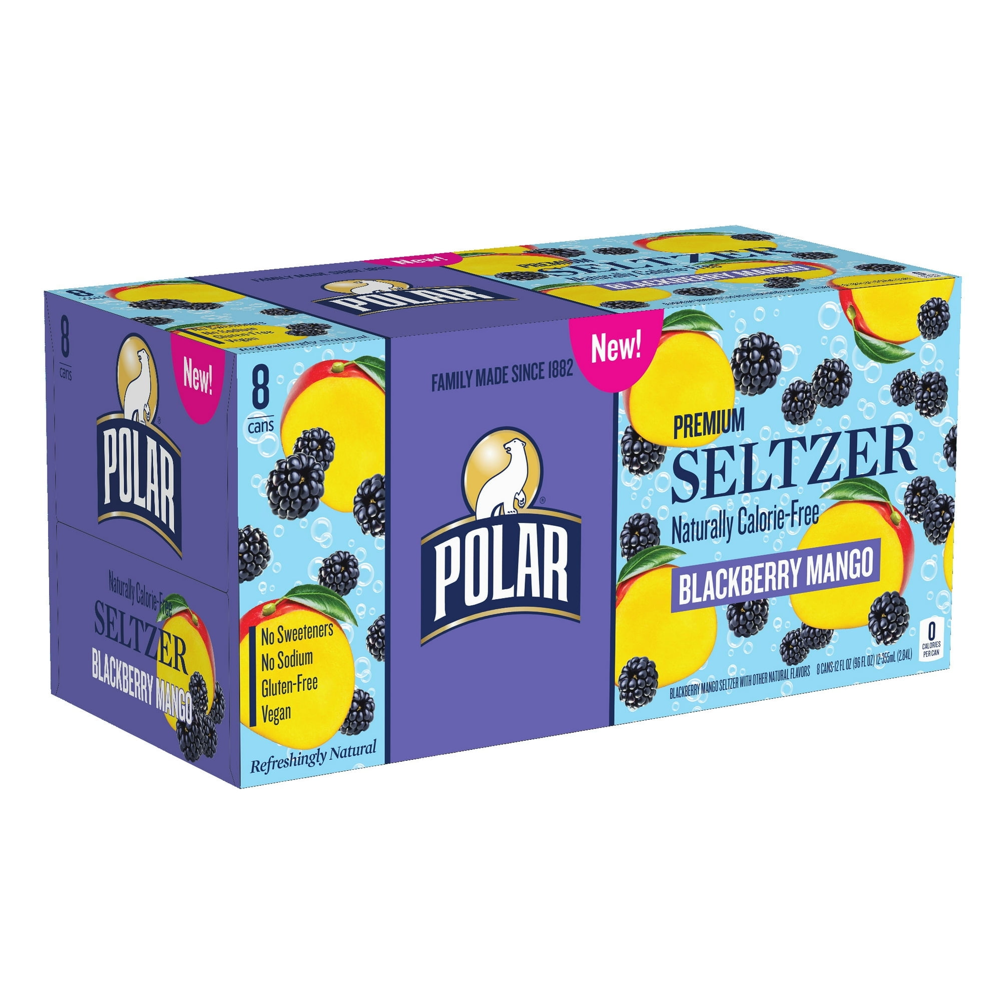 Polar Zero Calorie Blackberry Mango Sparkling Seltzer Water, 12 fl oz ...