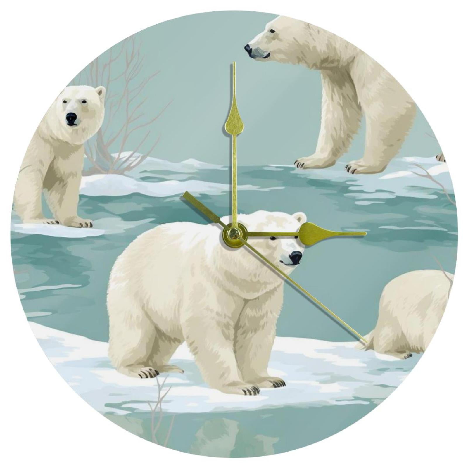 Polar bear Circular Acrylic Wall Clock - Elegant Timepiece for Home ...