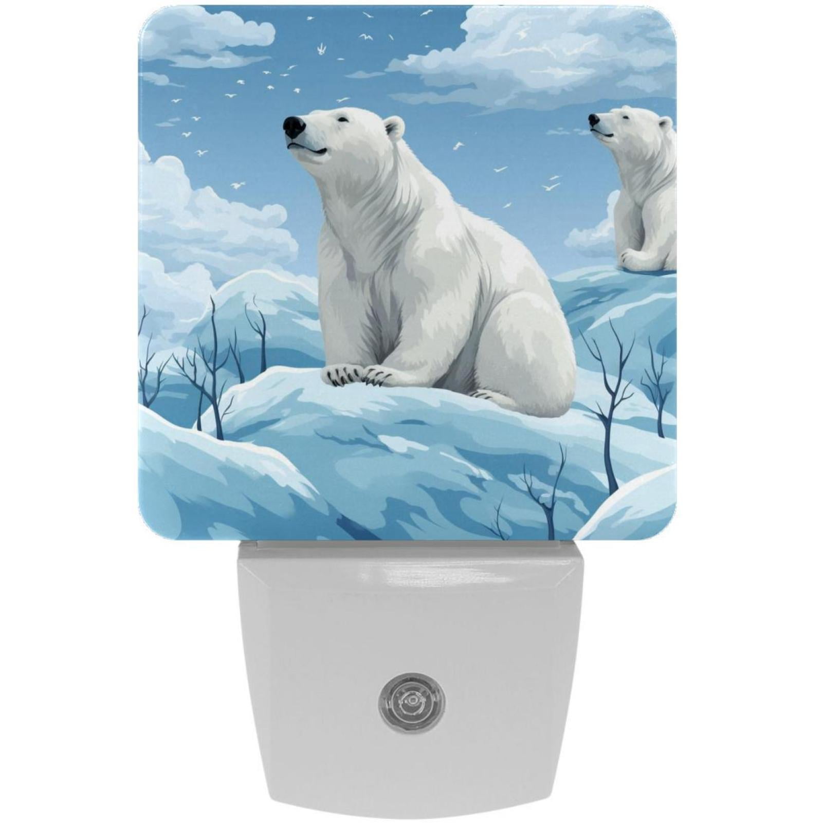 Polar bear LED Square Night Light - Small and Bright Square-shaped LED Night Light for Bedroom ...