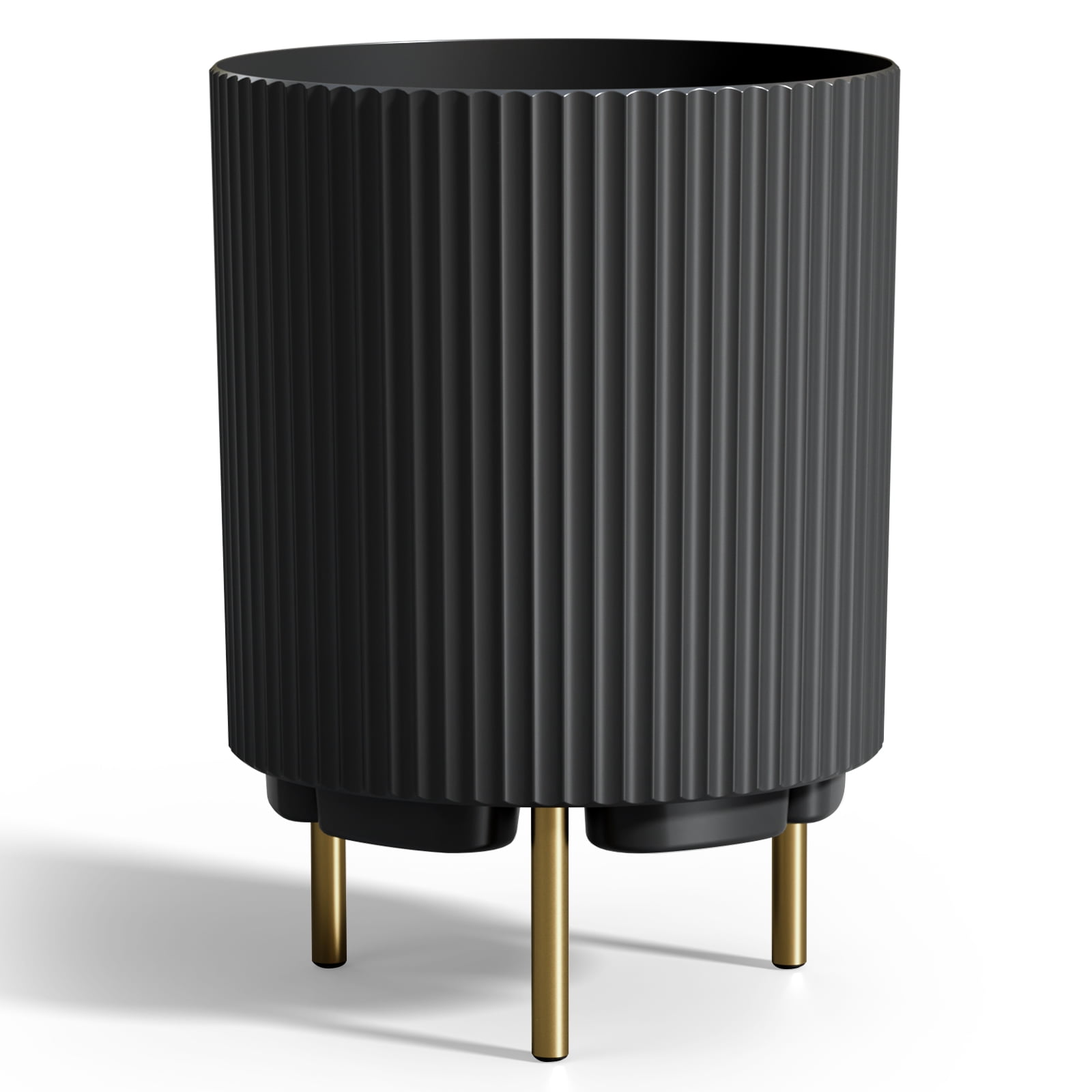 PolarcoForgeco 14.76'' Round Plastic Flower Pot with Stand, Modern ...