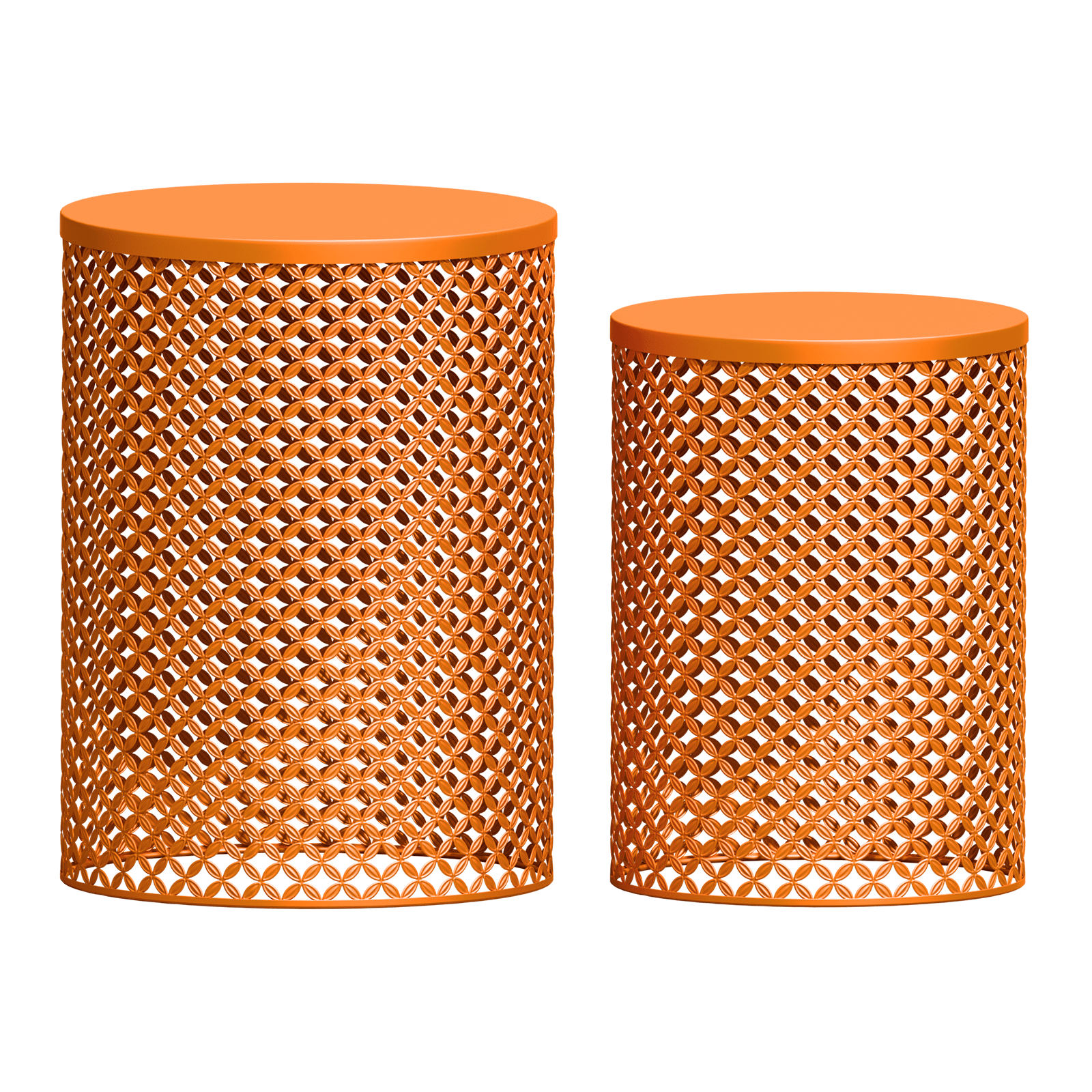 PolarcoForgeco Outdoor Side Table Set of 2, Round Metal Frame Patio ...