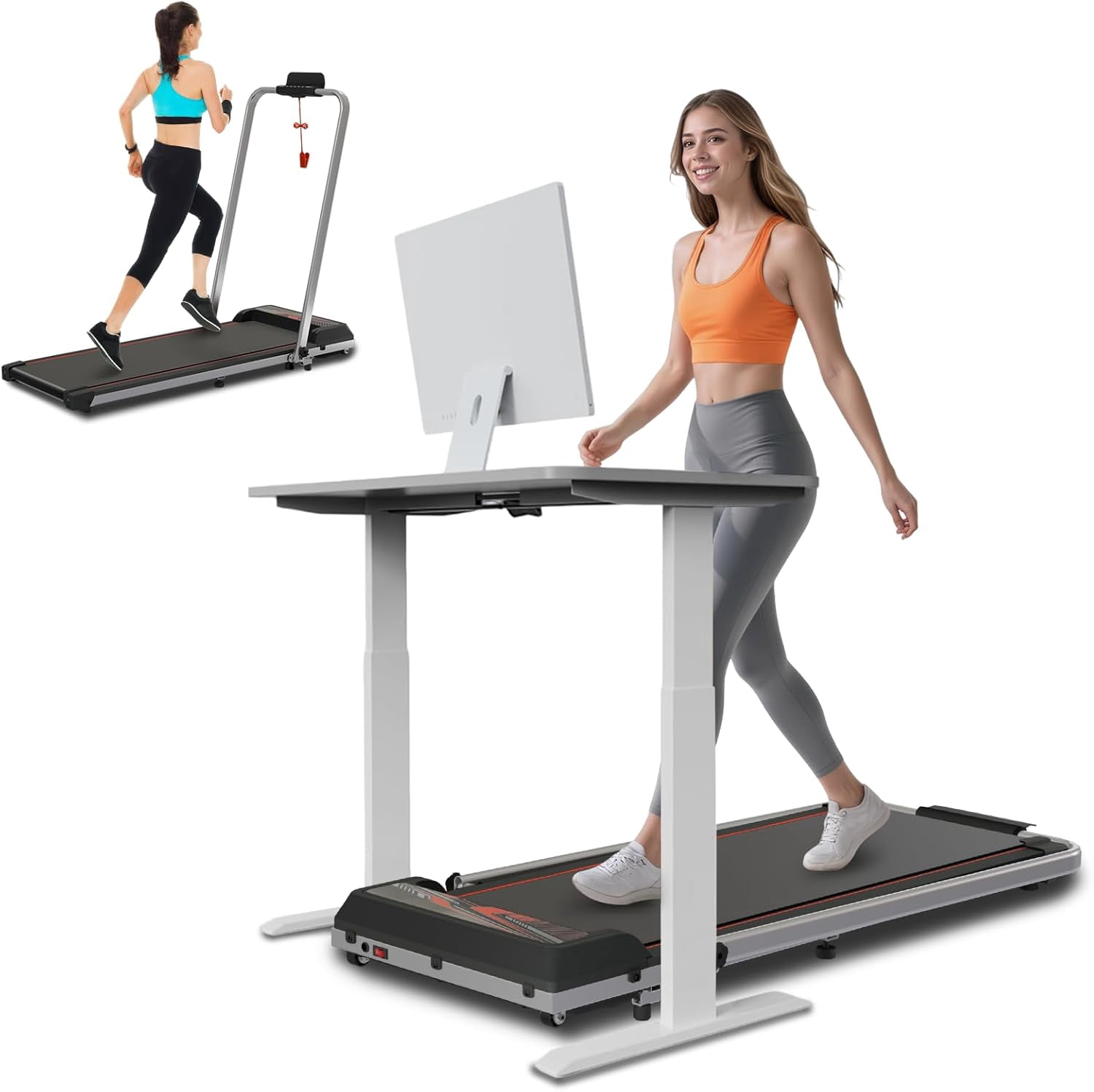 PolarcoForgeco Walking Pad Treadmill with Incline and Handle, 2.5HP ...