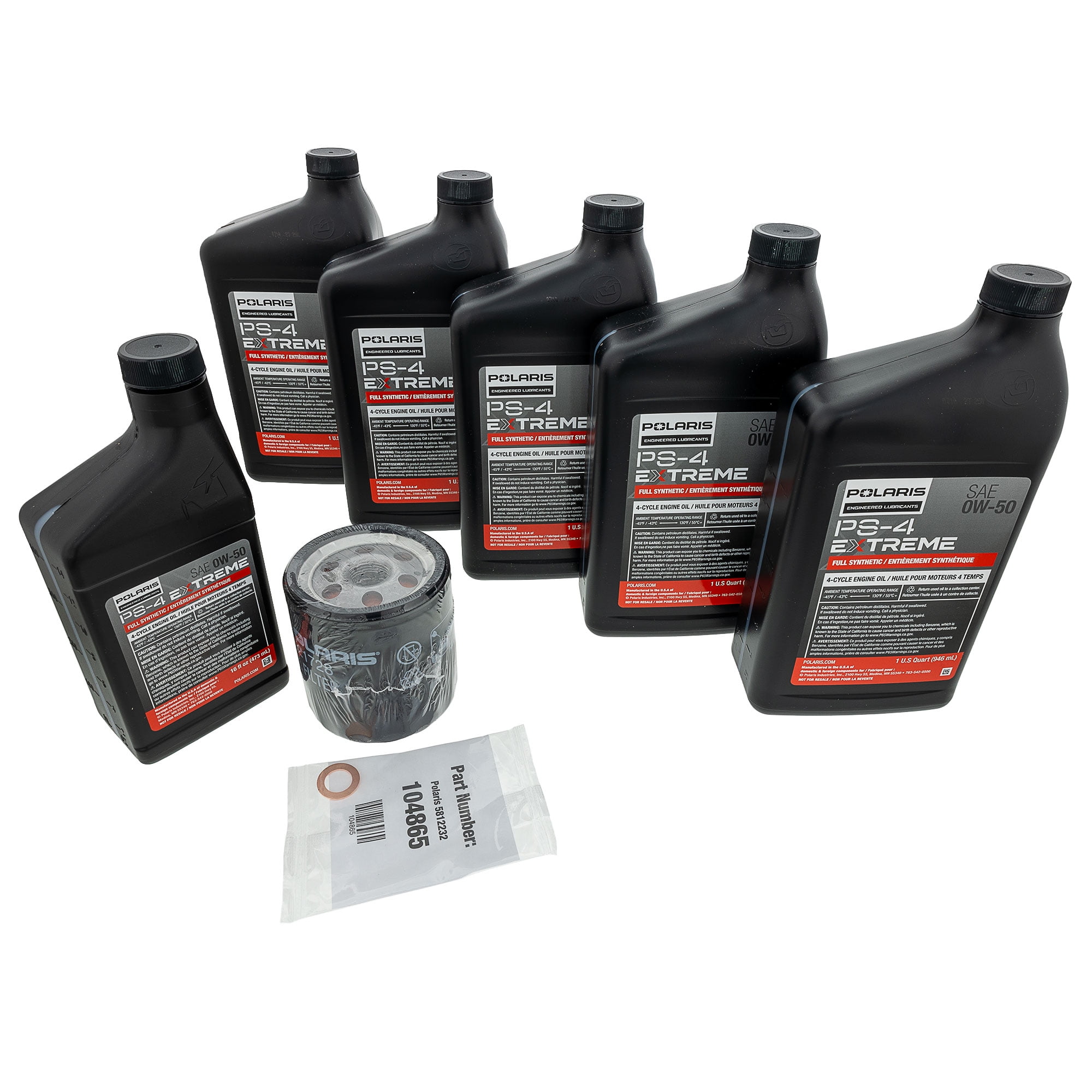 Polaris 2890881 PS-4 0W-50 Extreme Full Synthetic 4-Stroke Oil Change ...
