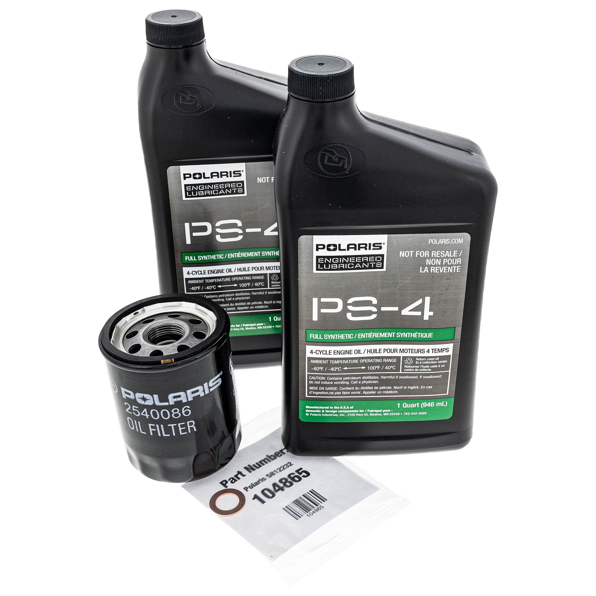 Polaris Full Synthetic Oil Change Kit, 2 Quarts PS-4 5W-50 Oil, Oil ...