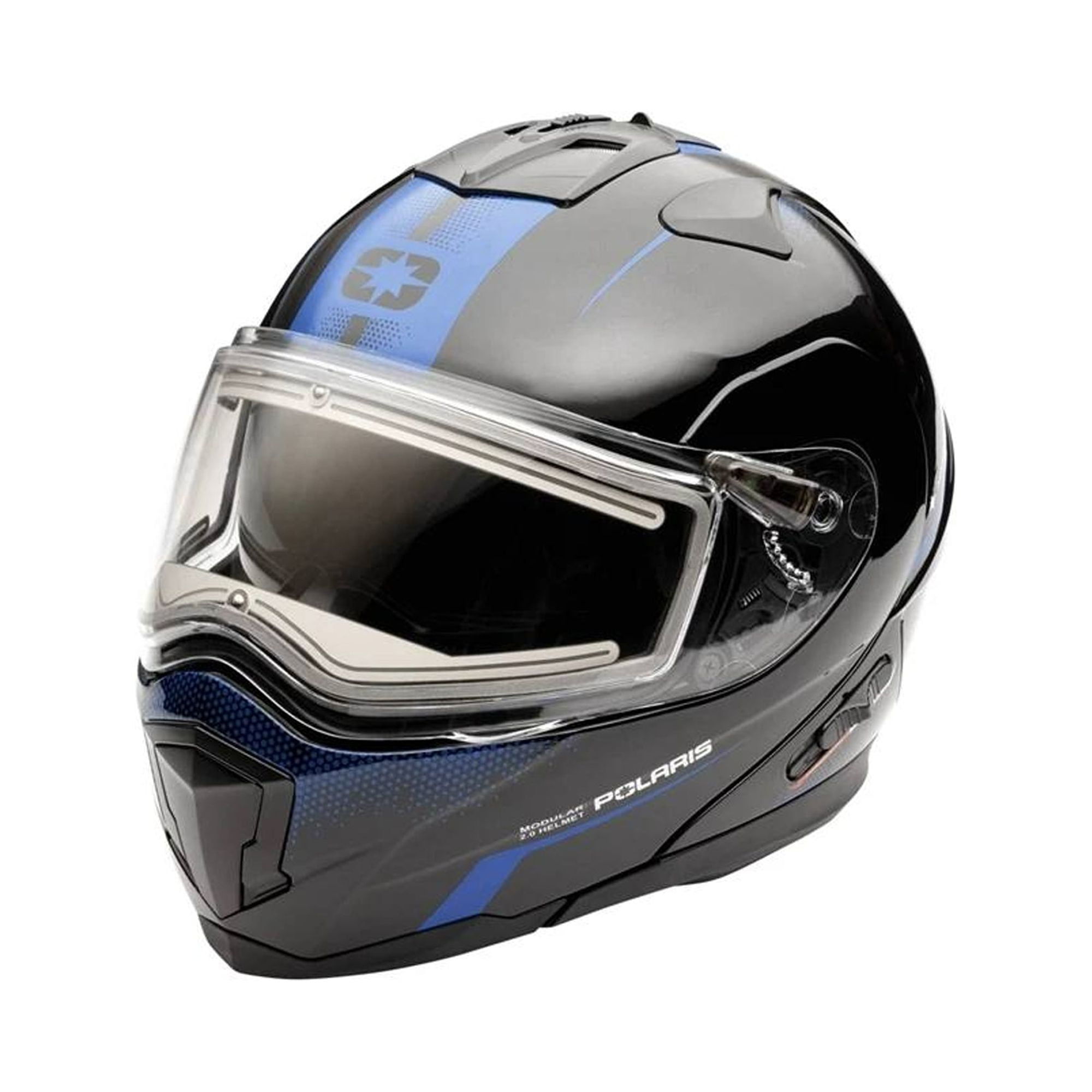Polaris Modular 2.0 Snowmobile Modular Helmet Black/Blue 283314514 - Walmart.com