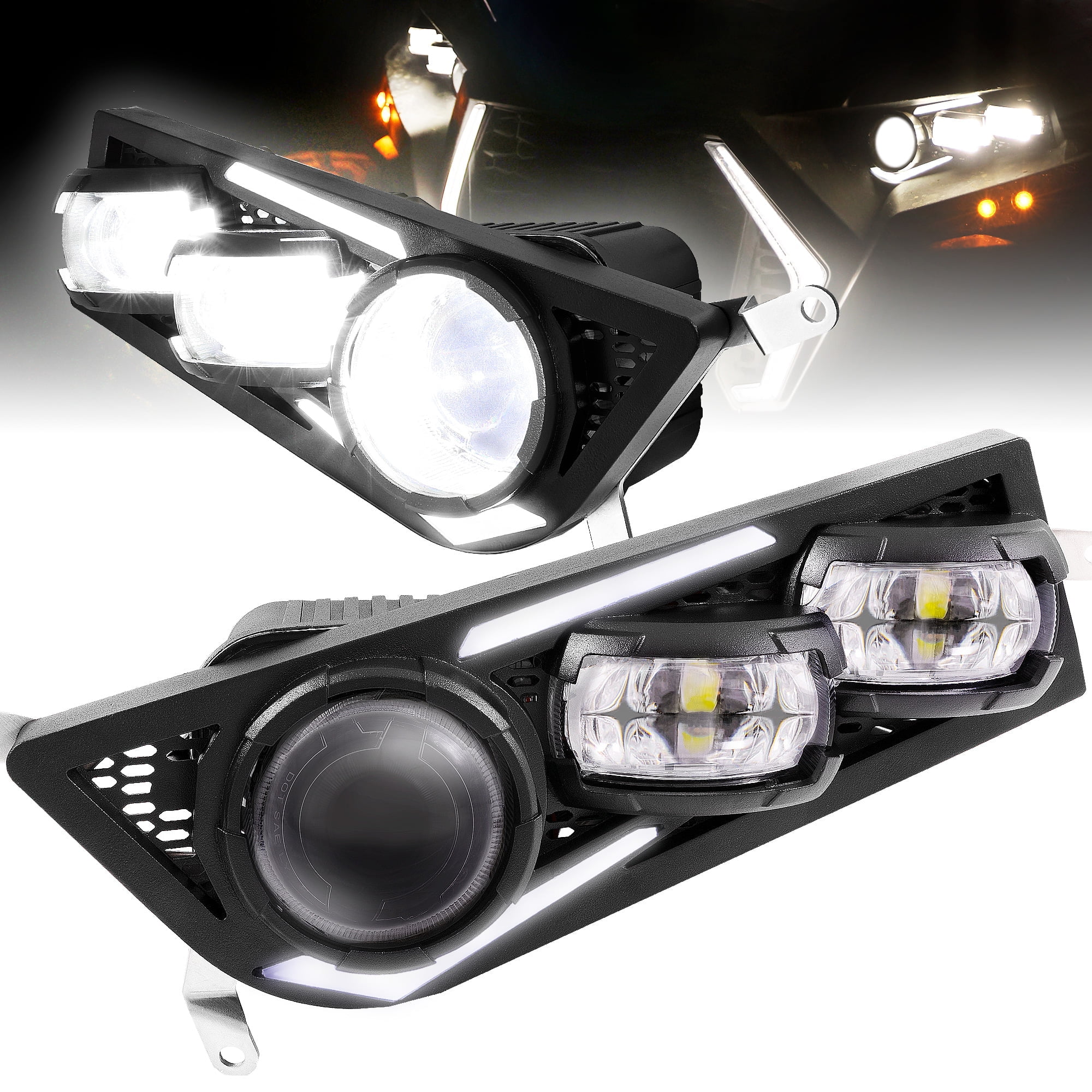 Polaris RZR General LED Headlights for UTV [Rugged-Fury Design] [DOT ...