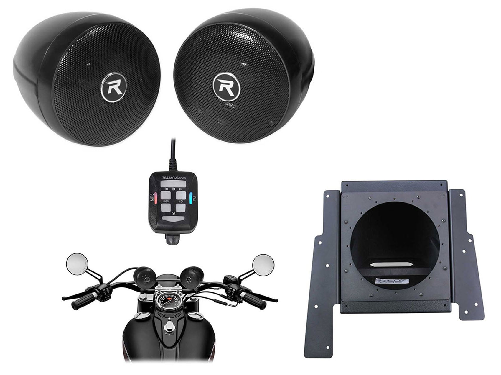 Polaris Slingshot 10" Subwoofer Enclosure+Free Rockville ATV Handlebar ...