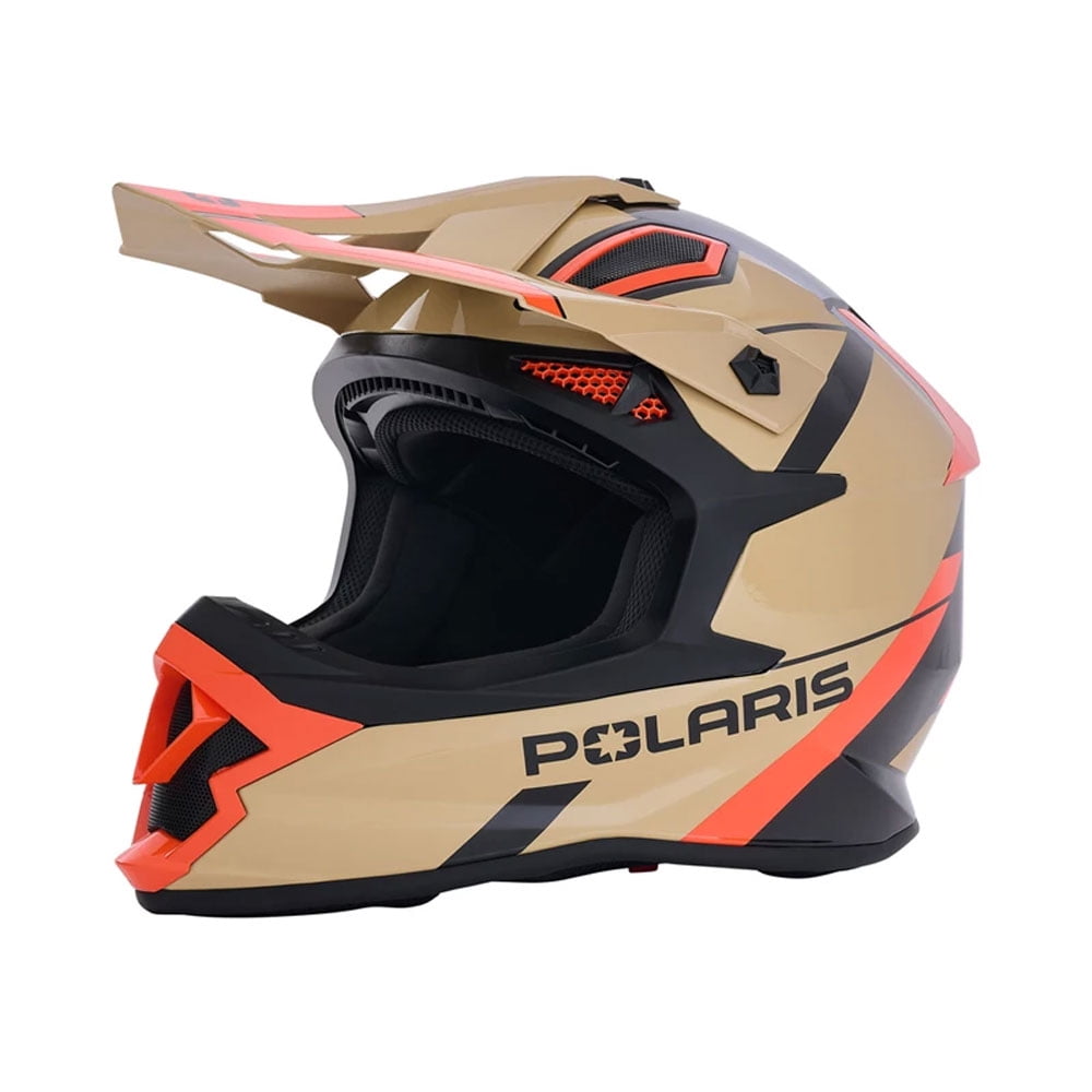 Polaris Tenacity 4.0 Open Face Offroad Helmet Orange/Tan Brown ...