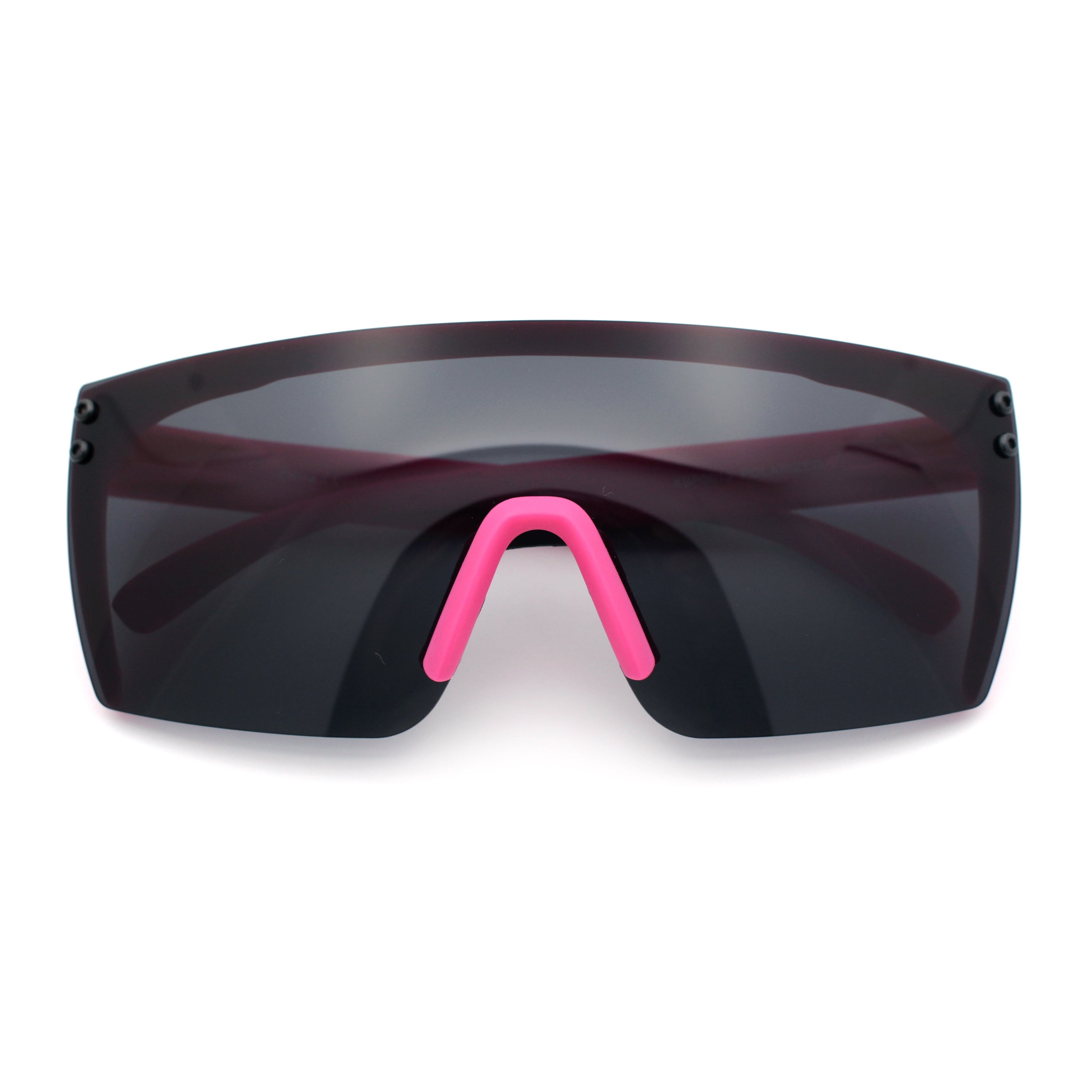 Polarized 80s Mens Flat Top Bold Shield Lens Rimless Skeleton Arm ...
