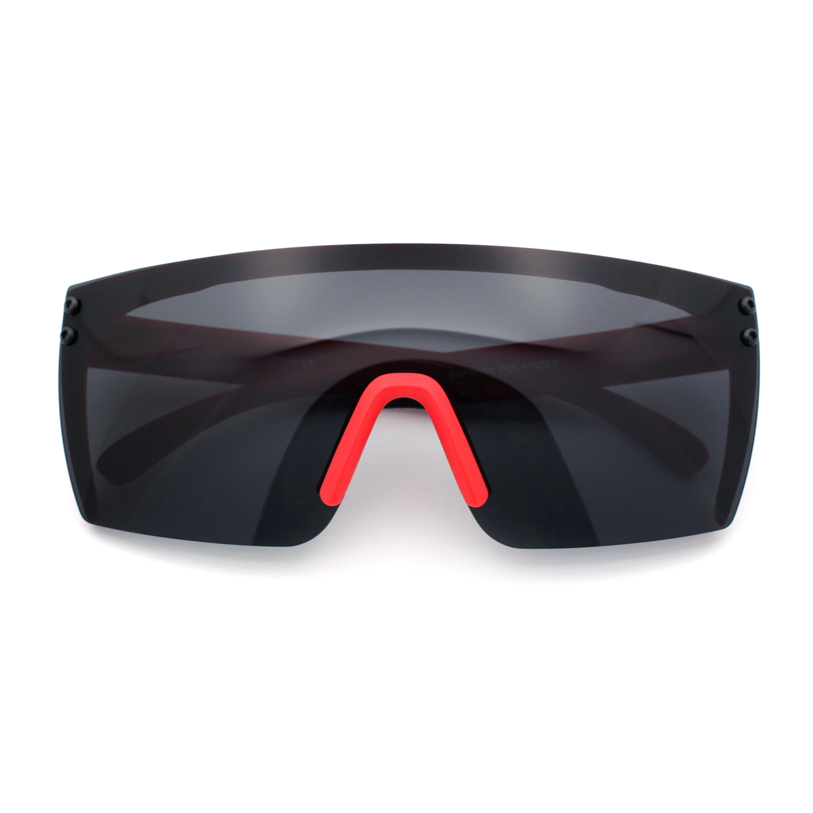 Polarized 80s Mens Flat Top Bold Shield Lens Rimless Skeleton Arm ...