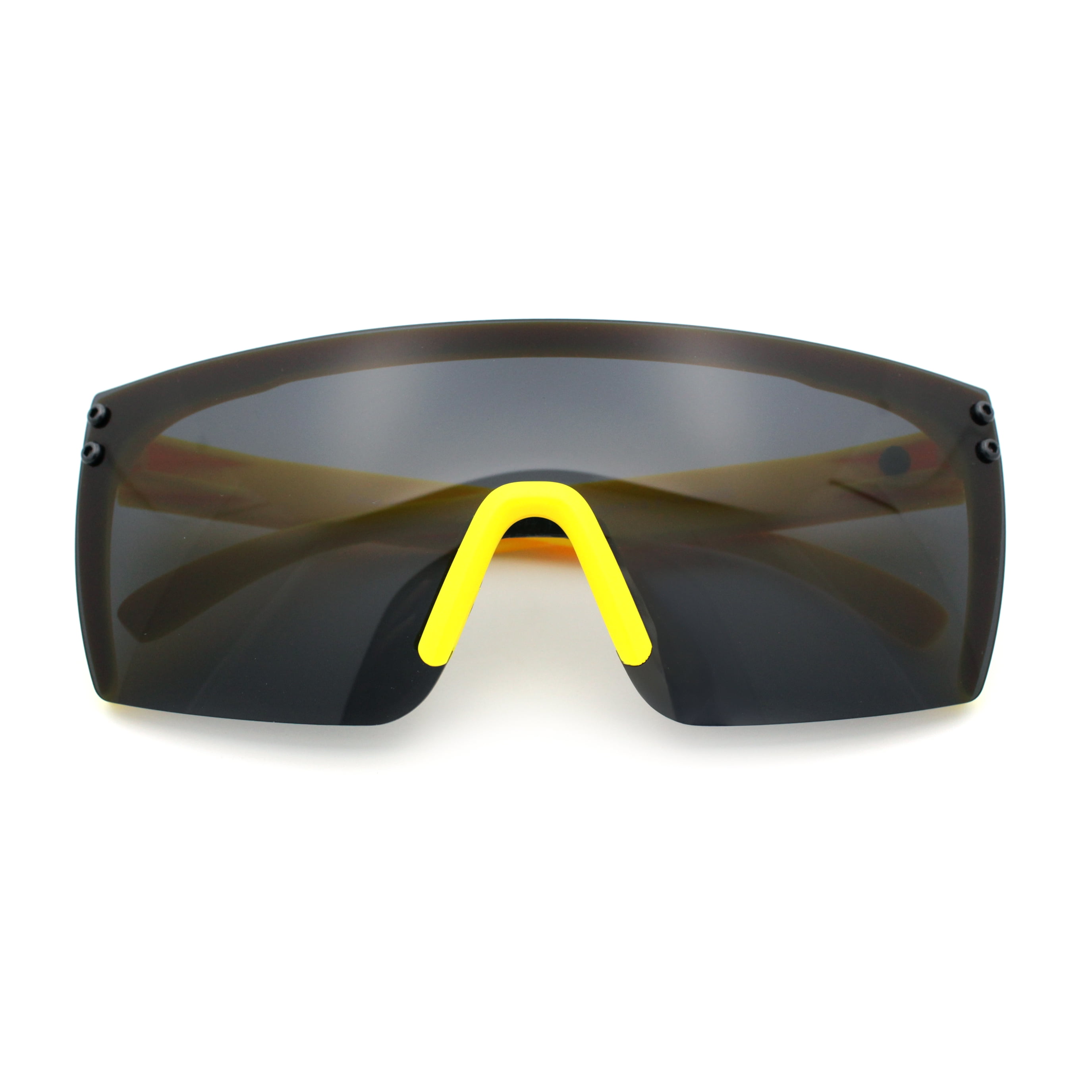 Polarized 80s Mens Flat Top Bold Shield Lens Rimless Skeleton Arm ...