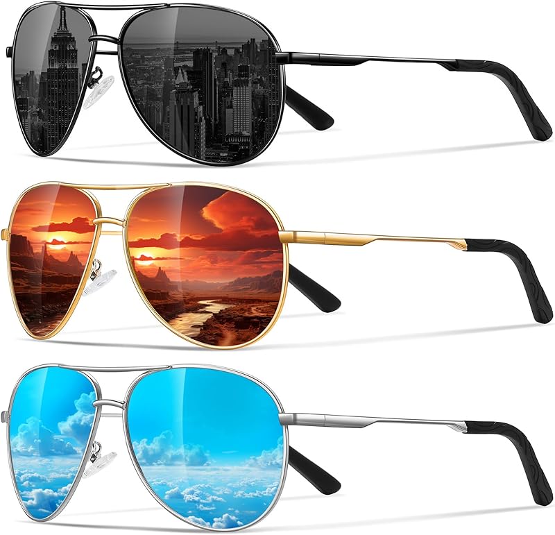 Polarized Aviator Sunglasses for Men Women- Classic Sun Glasses for ...