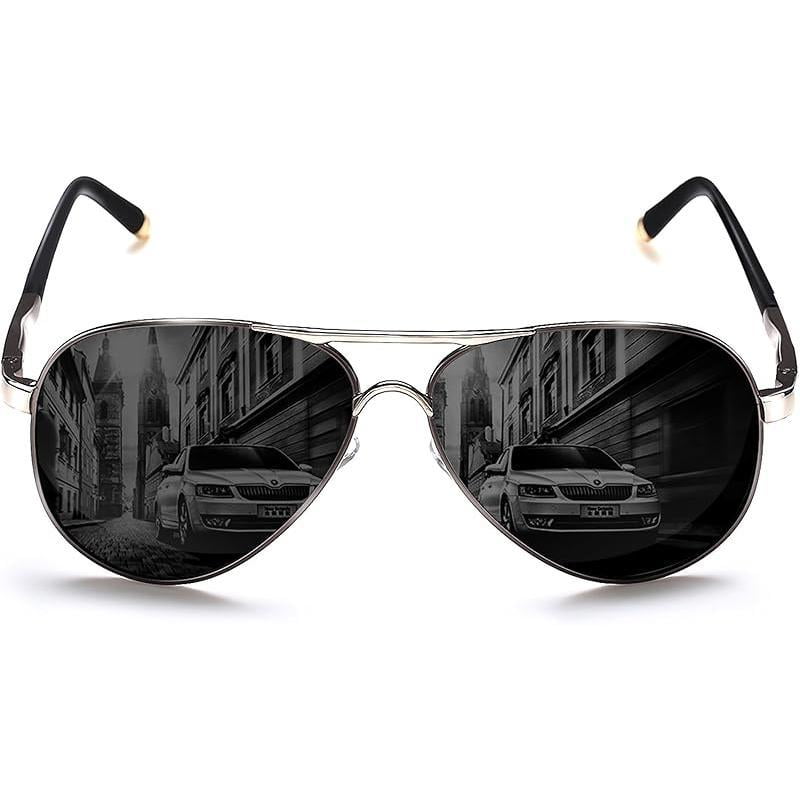 Polarized Aviator Sunglasses for Men Women Metal Flat Top Sunglasses ...