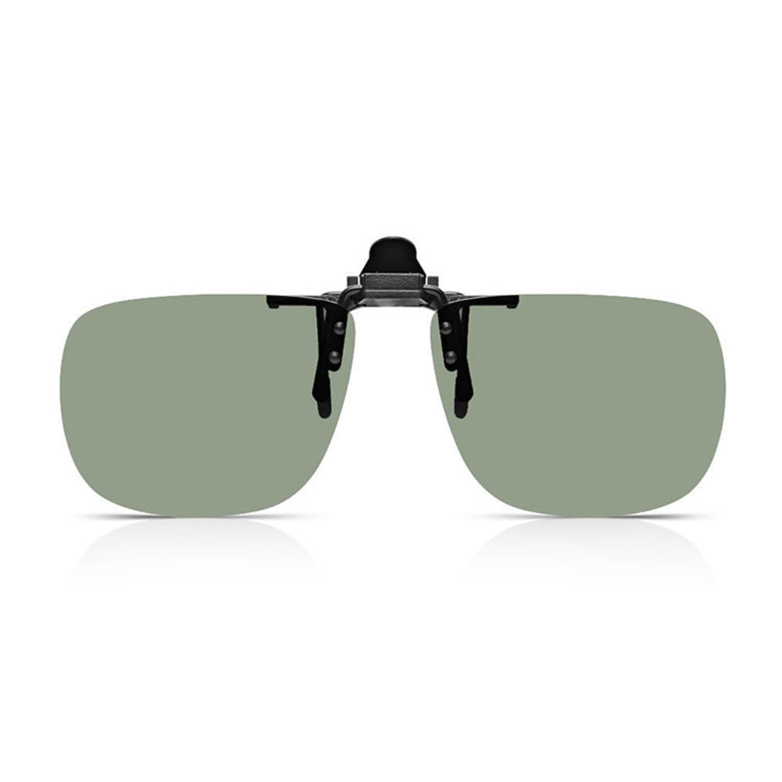Polarized Clip-On Sunglasses Rimless Rectangle Flip-Up Over ...