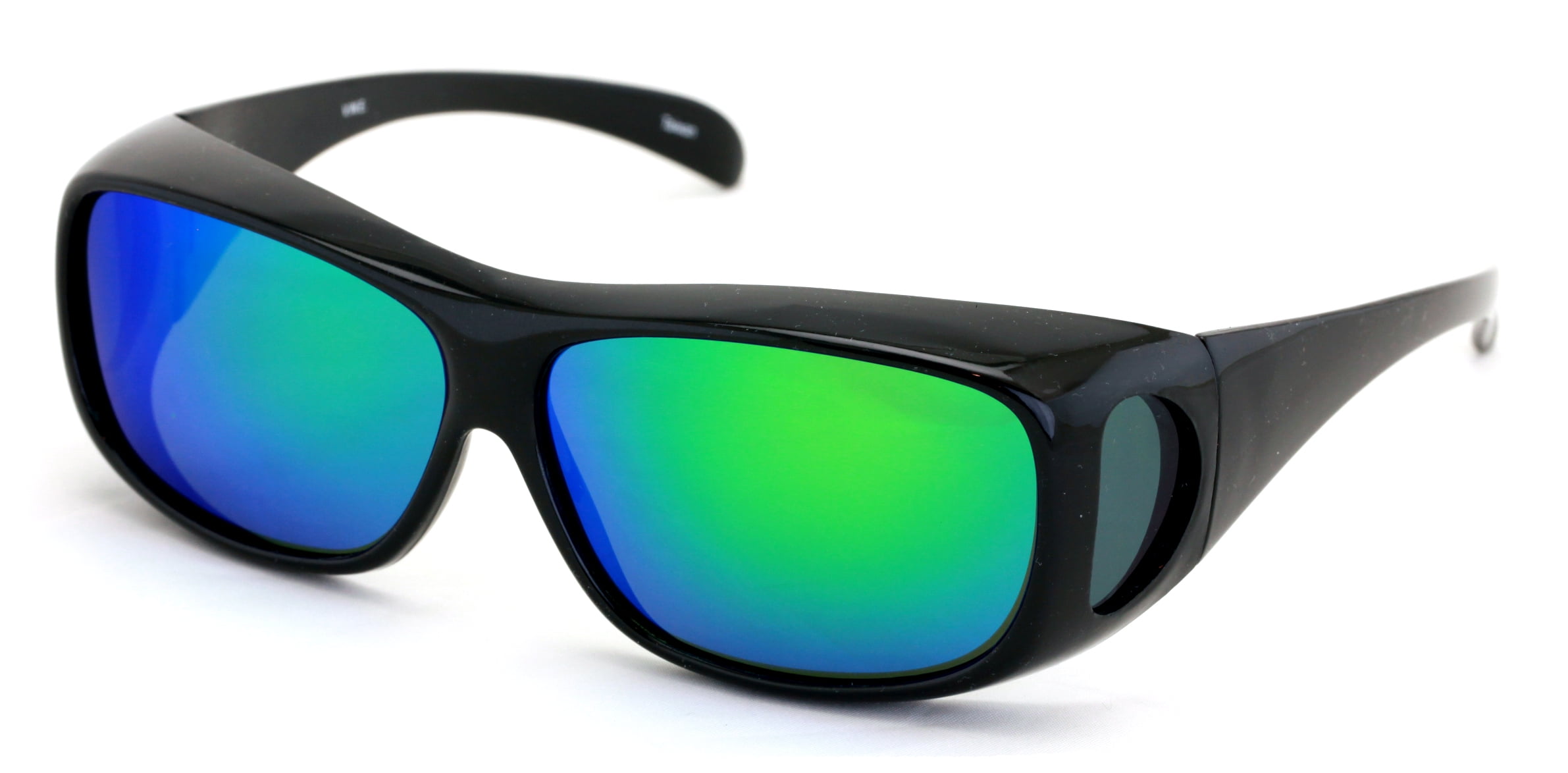 Polarized Fit Over Glasses Sunglasses Rectangular Frame 63MM Black with ...