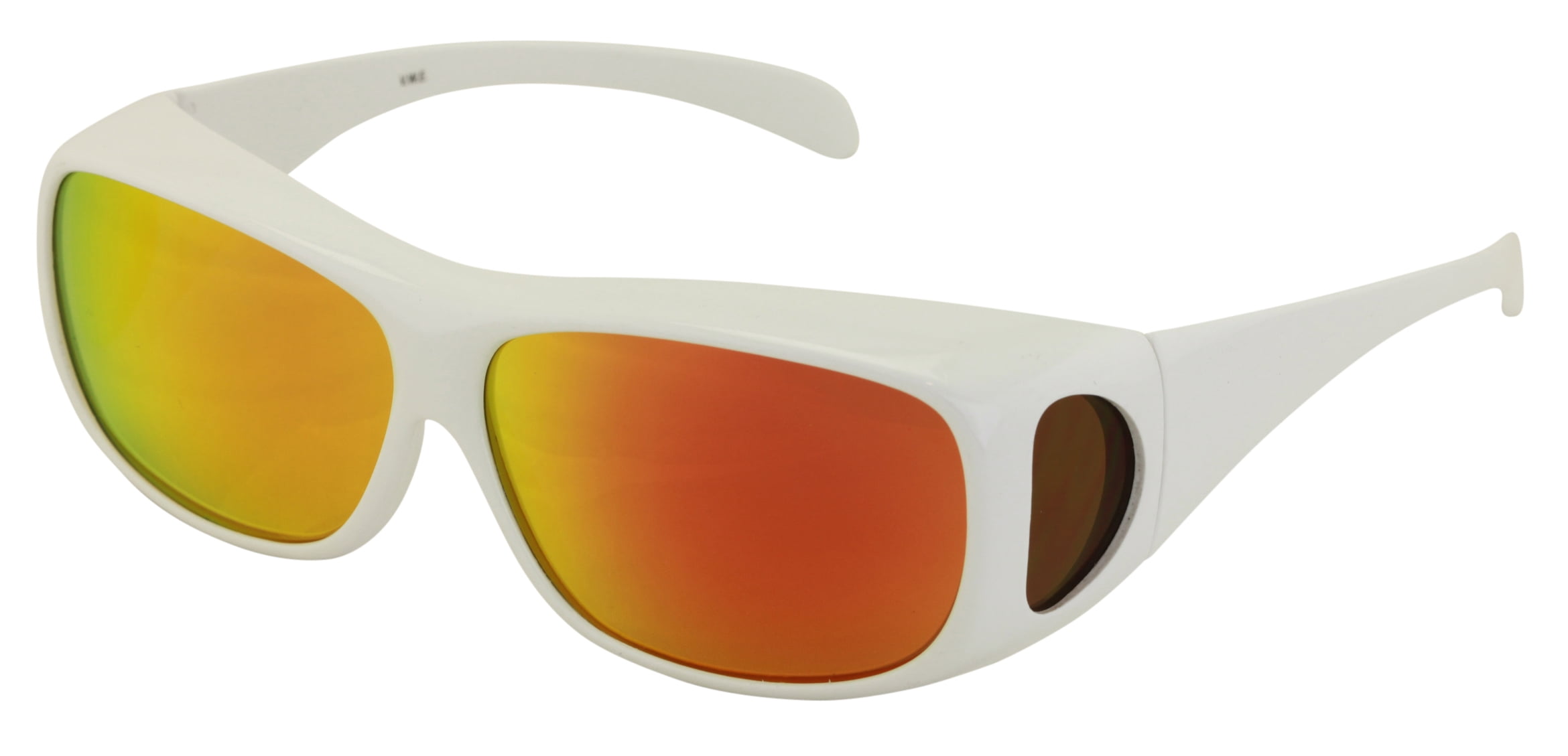 Polarized Fit Over Glasses Sunglasses Rectangular Frame 63MM White Fire ...