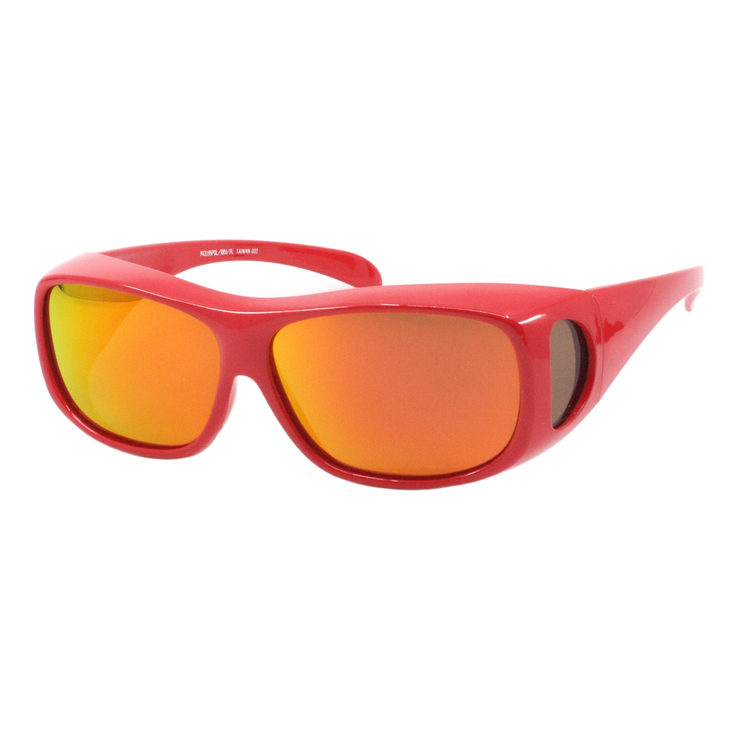 Polarized Fit Over Sunglasses Rectangle Red, Red Mirror Lens ...