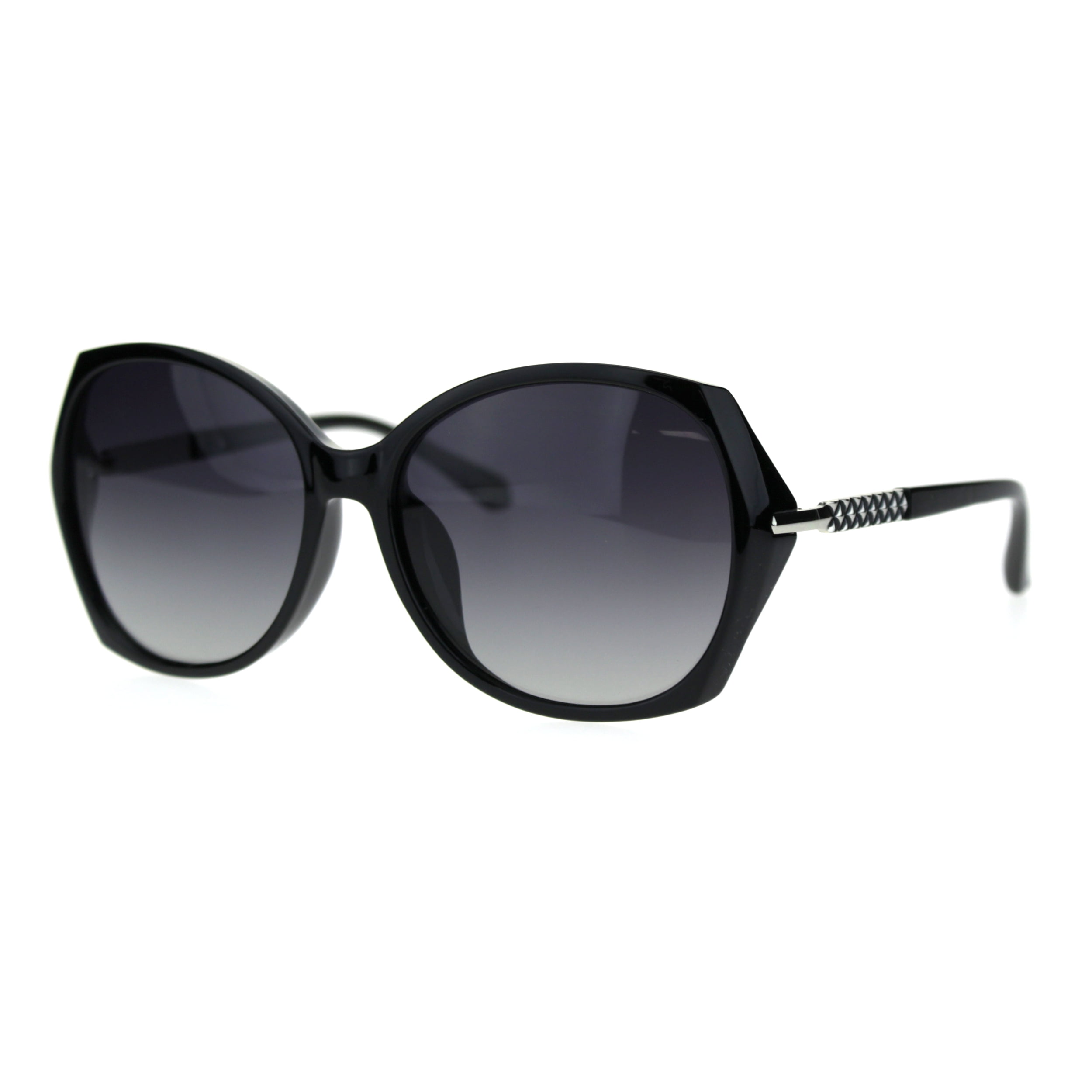 Polarized Lens Metal Chain Arm Large Rectangular Butterfly Sunglasses ...