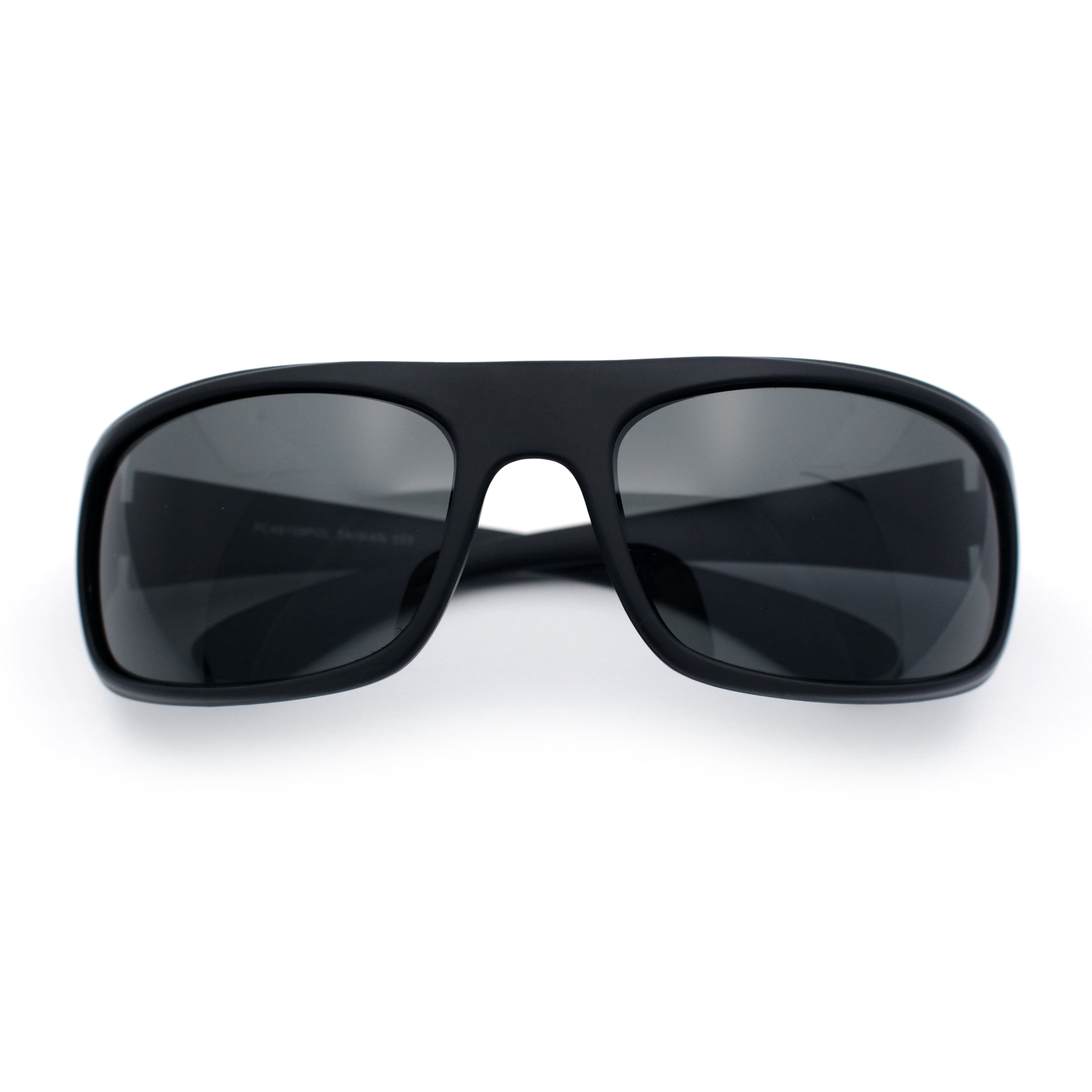 Polarized Mens Rectangle Wrap Classic Biker Style Sport Plastic ...