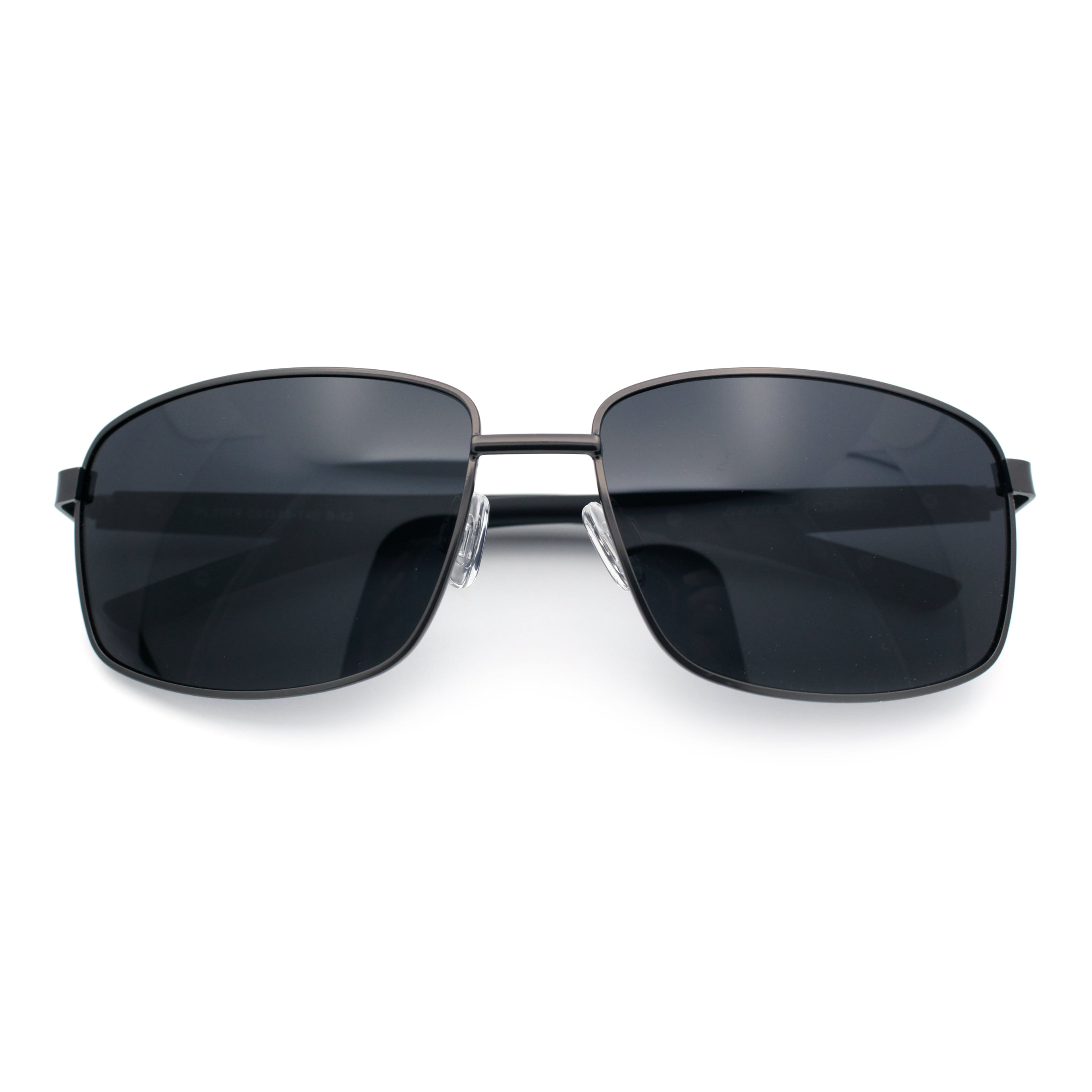 Polarized Mens Rectangular Metal Rim Gentlemanly Wrap Curved Sunglasses ...