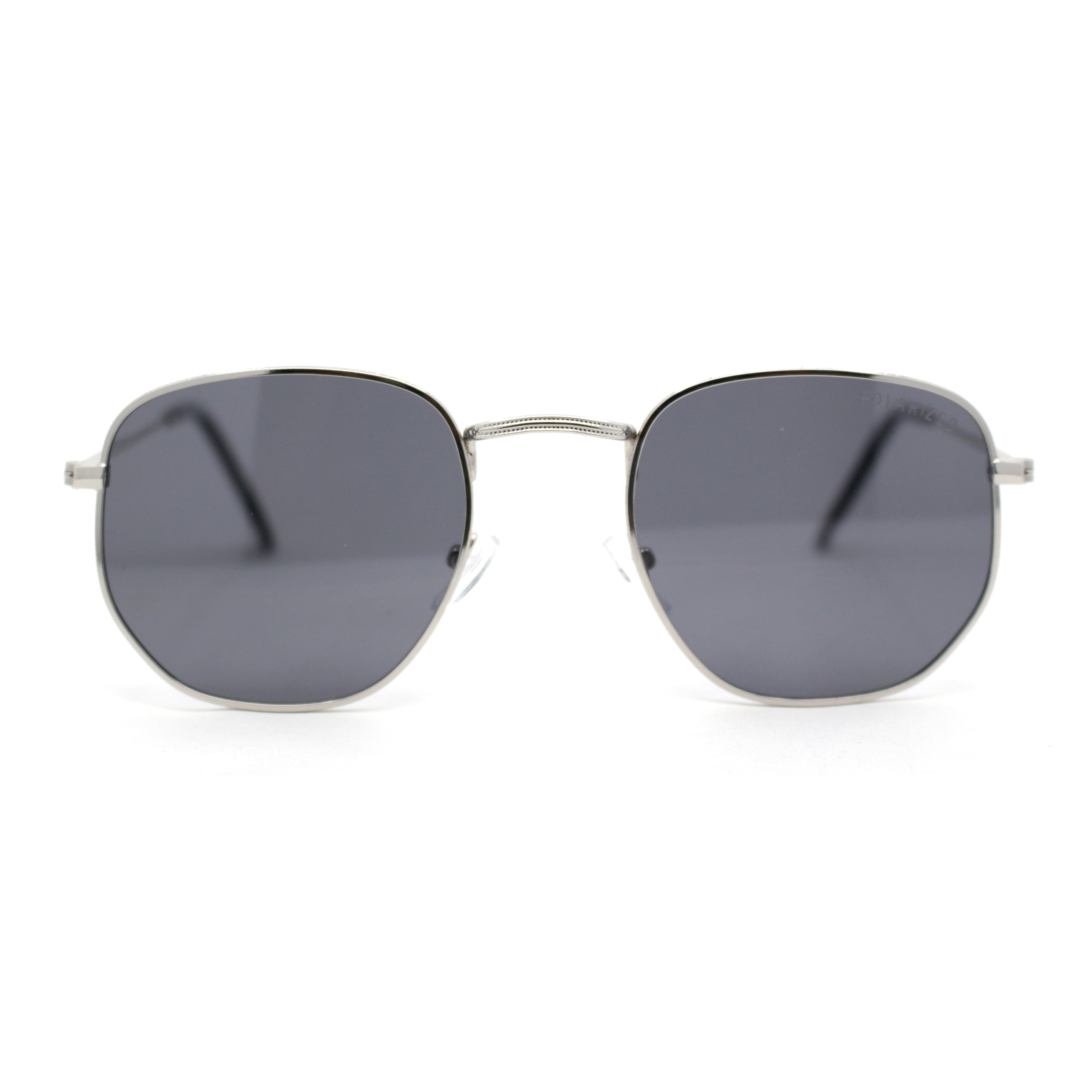Polarized Mens Retro Hipster Thin Metal Rim Rectangle Sunglasses Silver ...
