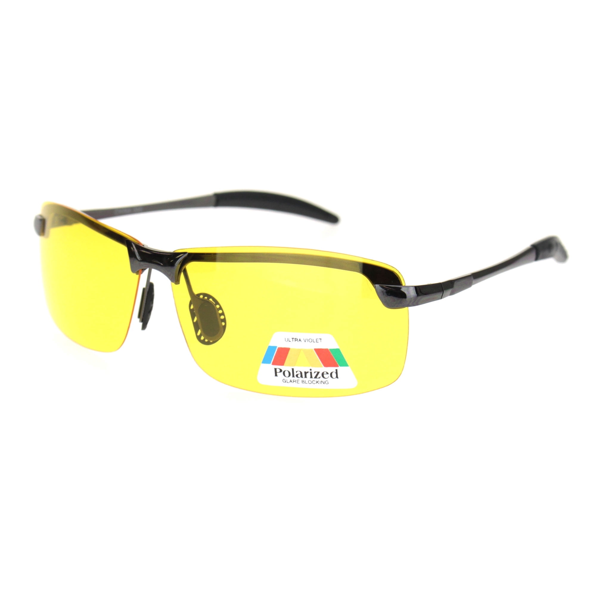 Polarized Mens Rimless Sport Metal Rim Rectangular Sunglasses Gunmetal ...