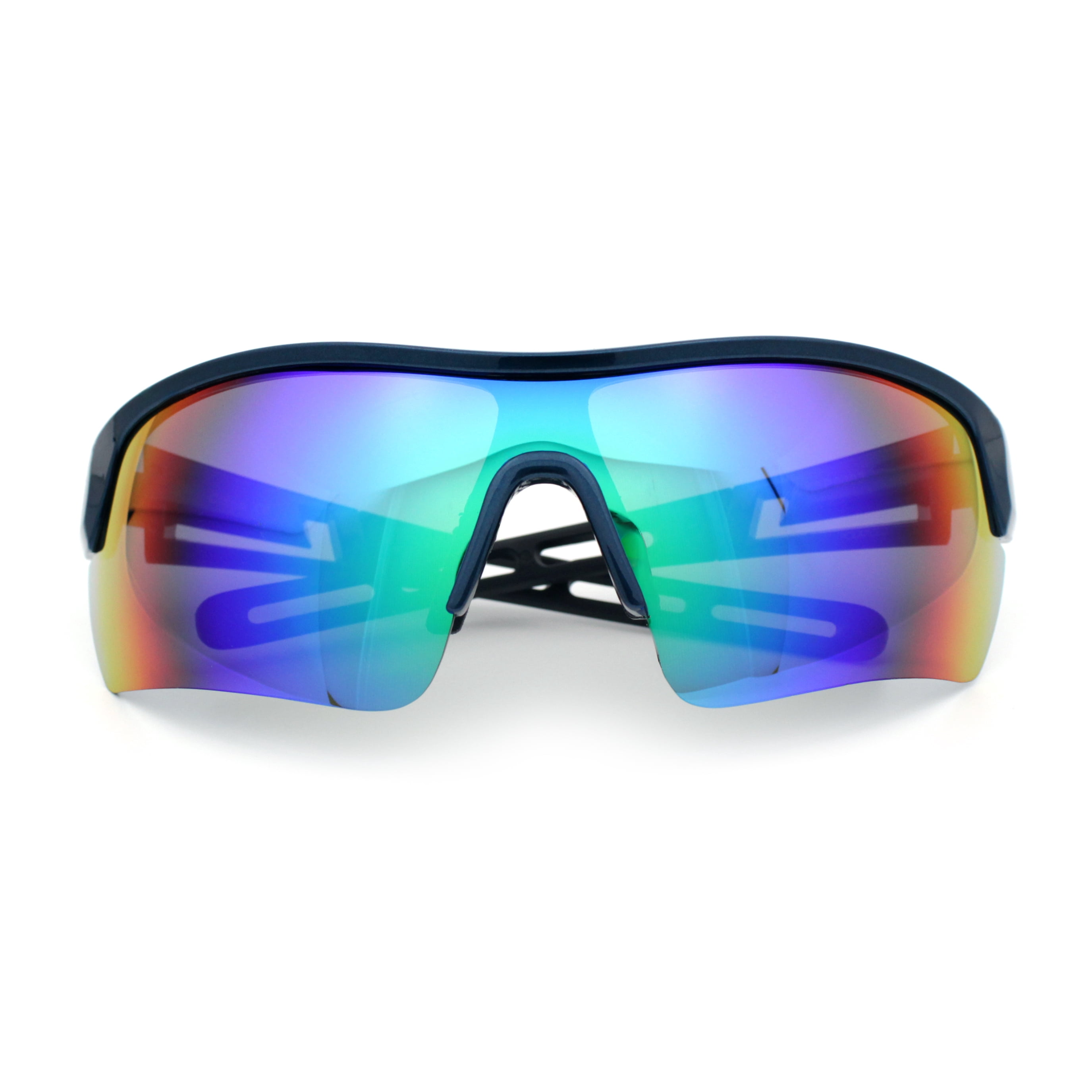 Polarized Mirror Mens Half Rim Rectangle Plastic Sport Wrap Around ...