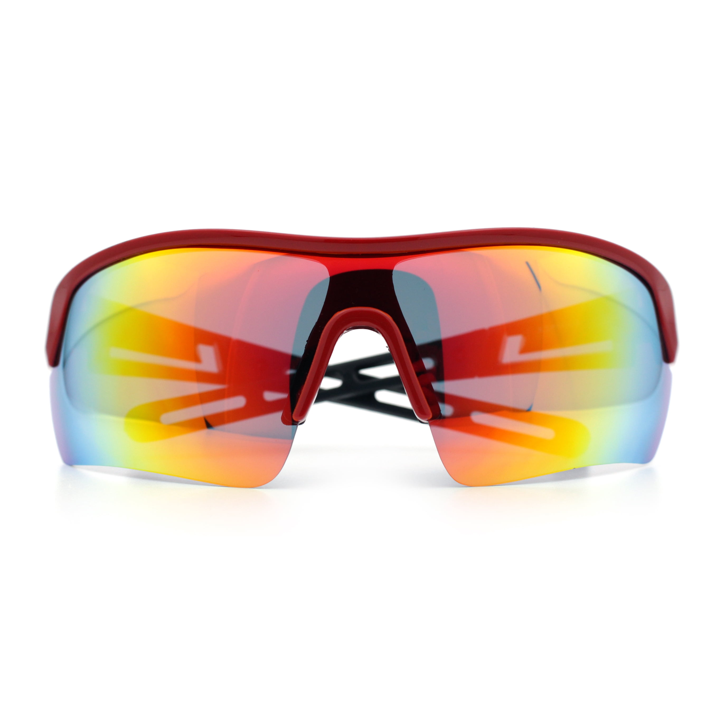 Polarized Mirror Mens Half Rim Rectangle Plastic Sport Wrap Around ...