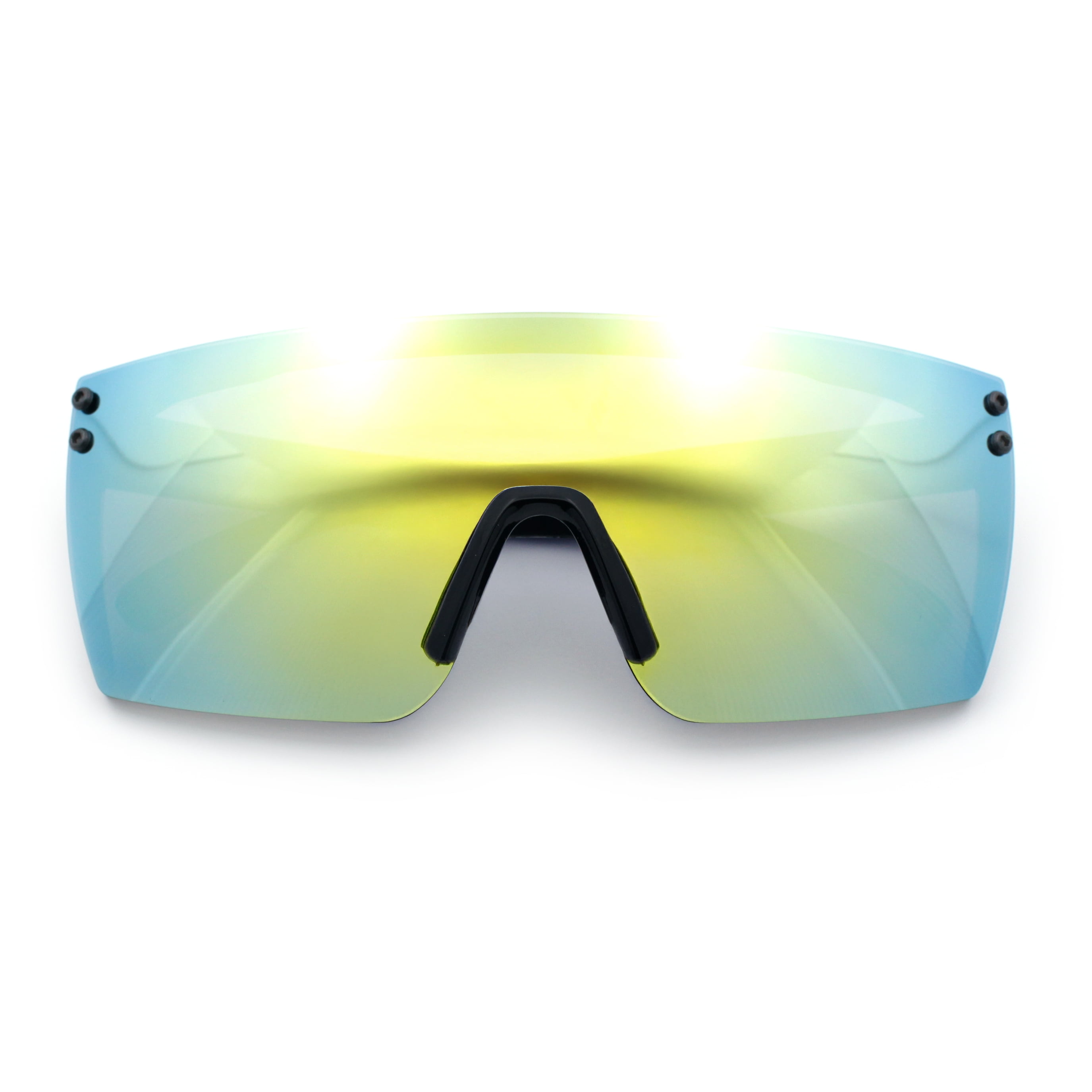 Polarized Rimless Oversized Shield Flat Top High Temple Plastic Sport ...