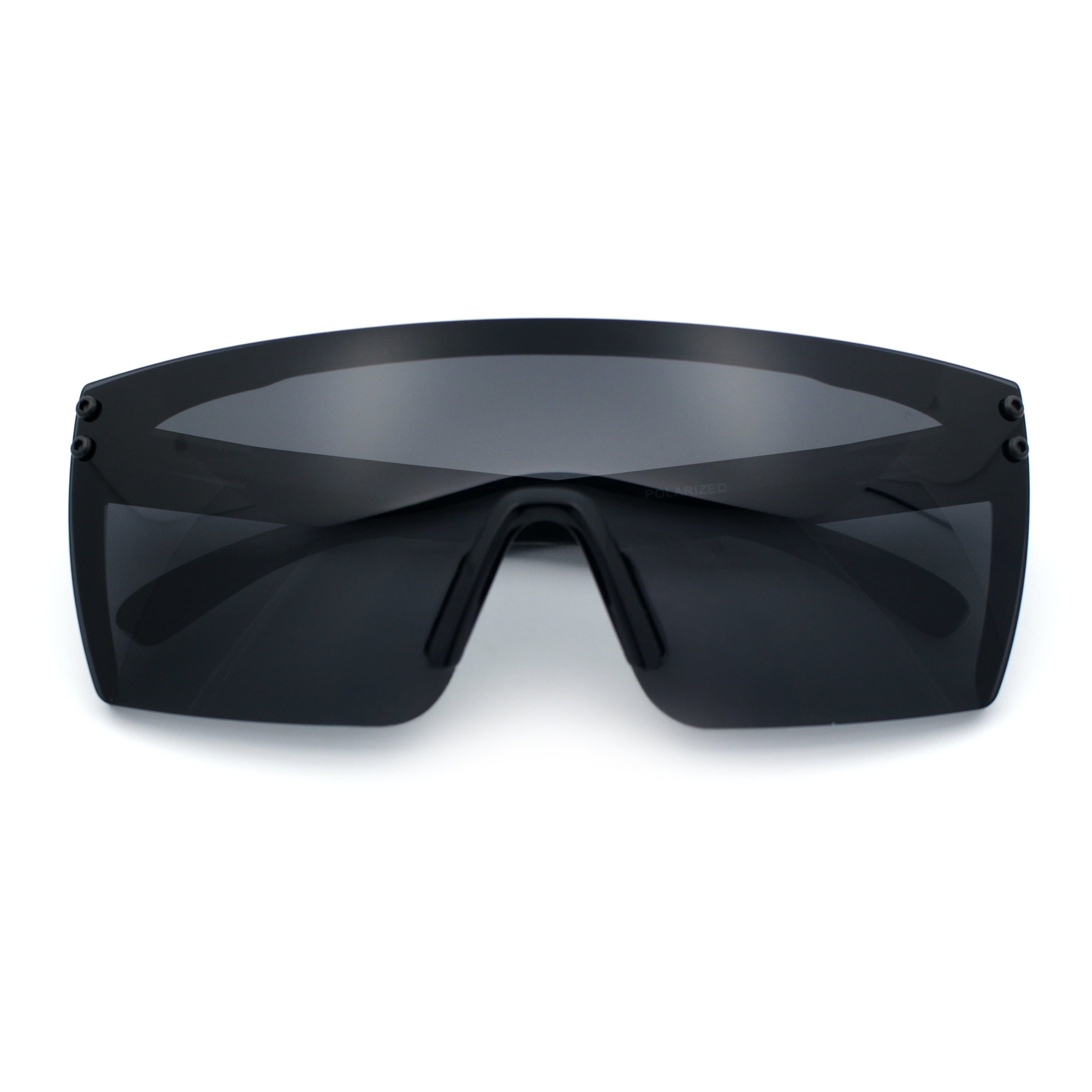 Polarized Rimless Oversized Shield Flat Top High Temple Plastic Sport ...
