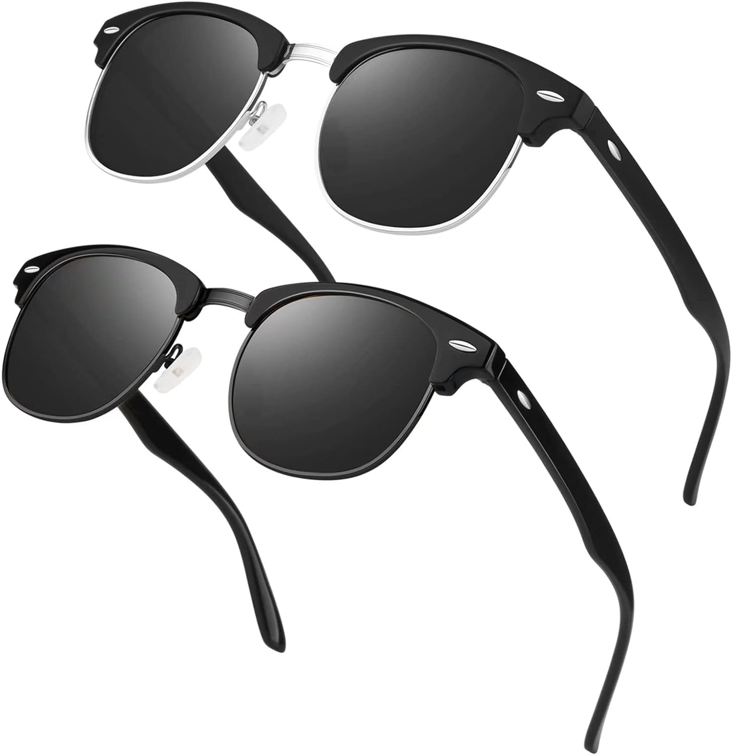 Polarized Semi Rimless Sunglasses For Men Women Classic Retro Shades Half Frame Driving Sun