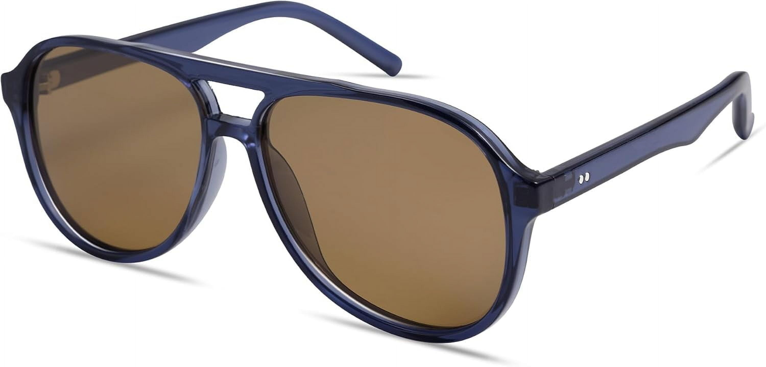 Polarized Square Aviator Sunglasses for Women Mens 70s Retro Double ...