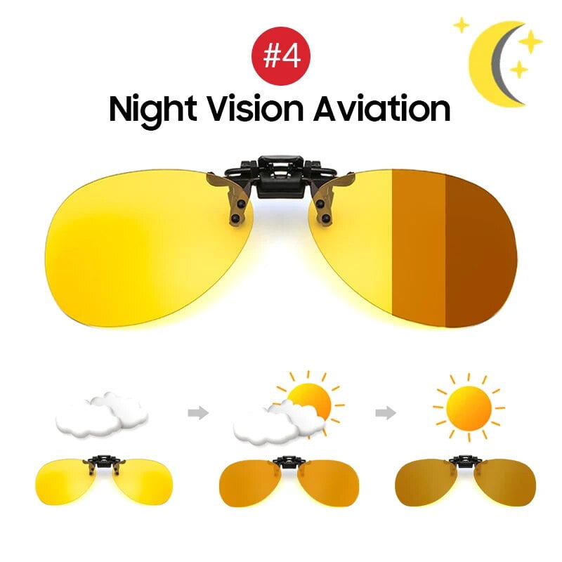 Polarized Square Flip Up Clip on Sunglasses Men Photochromic Polarised ...