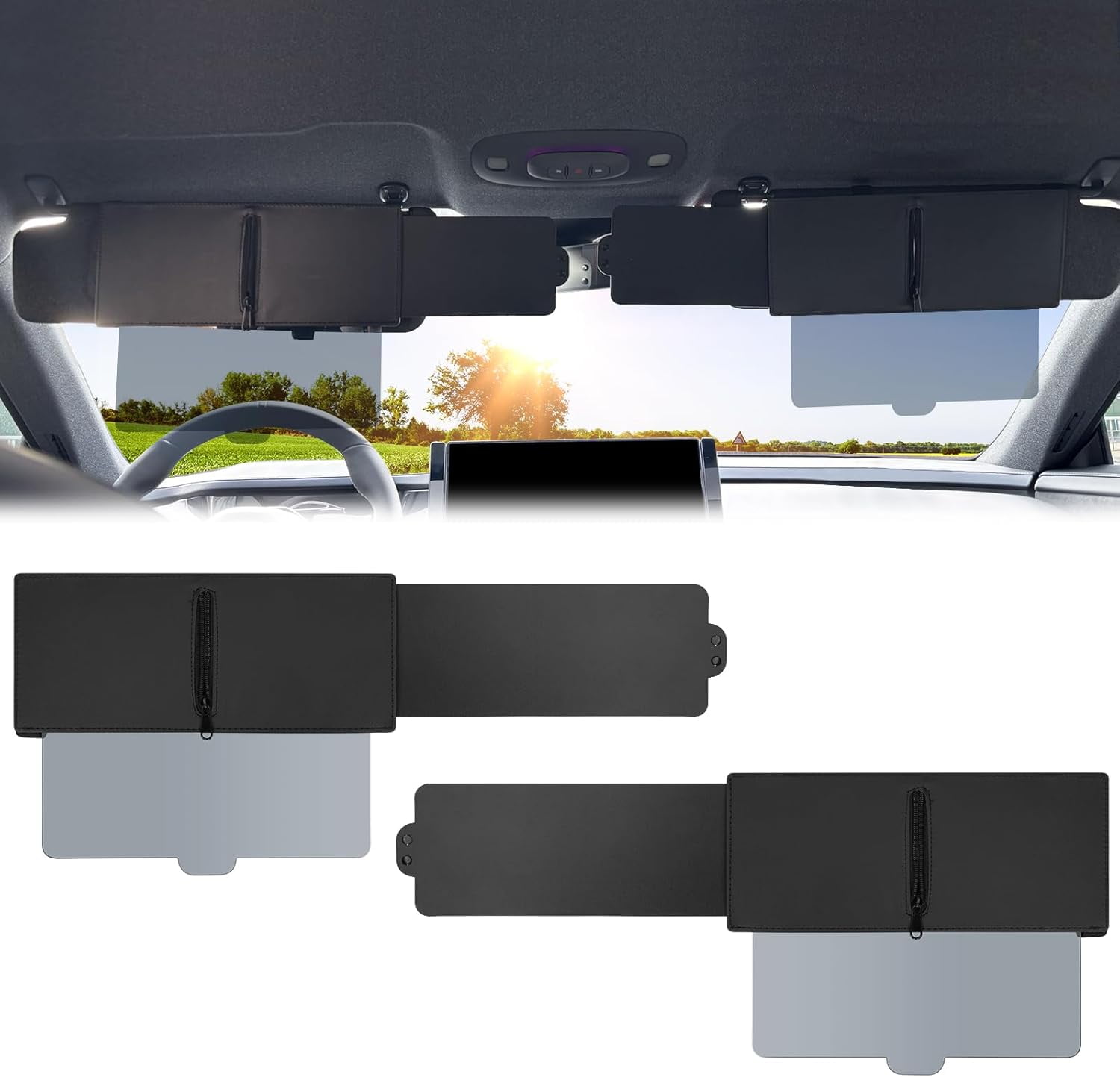 Polarized Sun Visor Extender for Car with Zipper Slider, UV400 Car ...