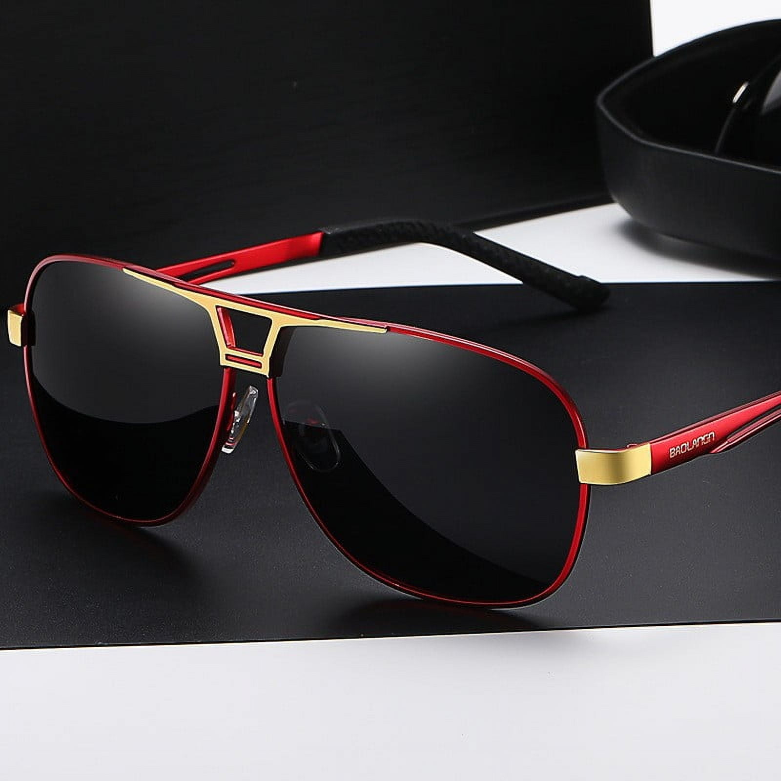 Polarized Sunglasses Aviators Pilot Polarised Sun Glasses Black Gold ...