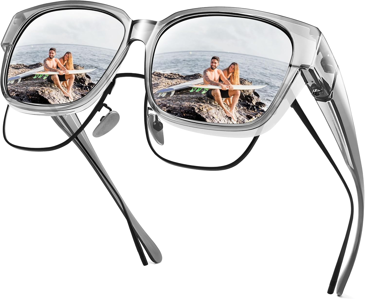 Polarized Sunglasses Fit Over Glasses for Men Women, UV400 Protection ...