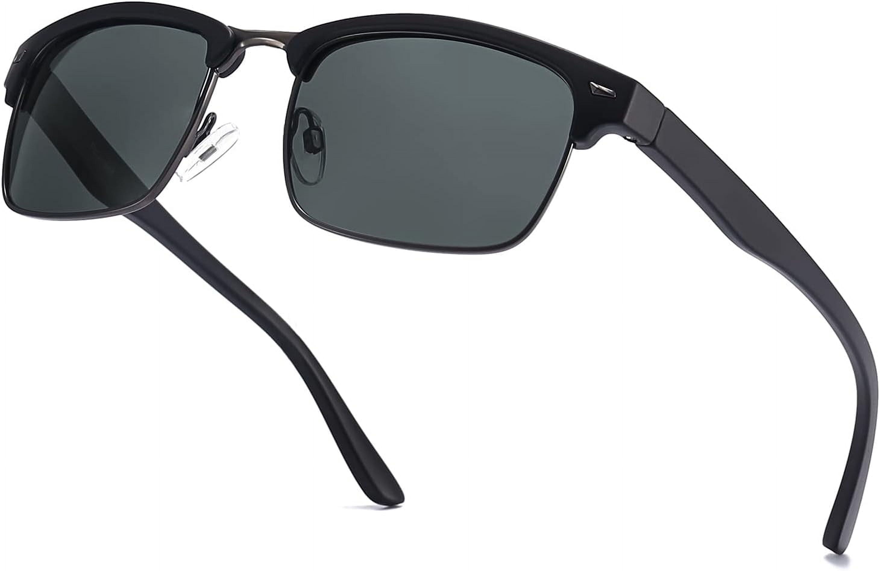 Polarized Sunglasses Men Half Frame Square Semi-Rimless Driving Sun ...