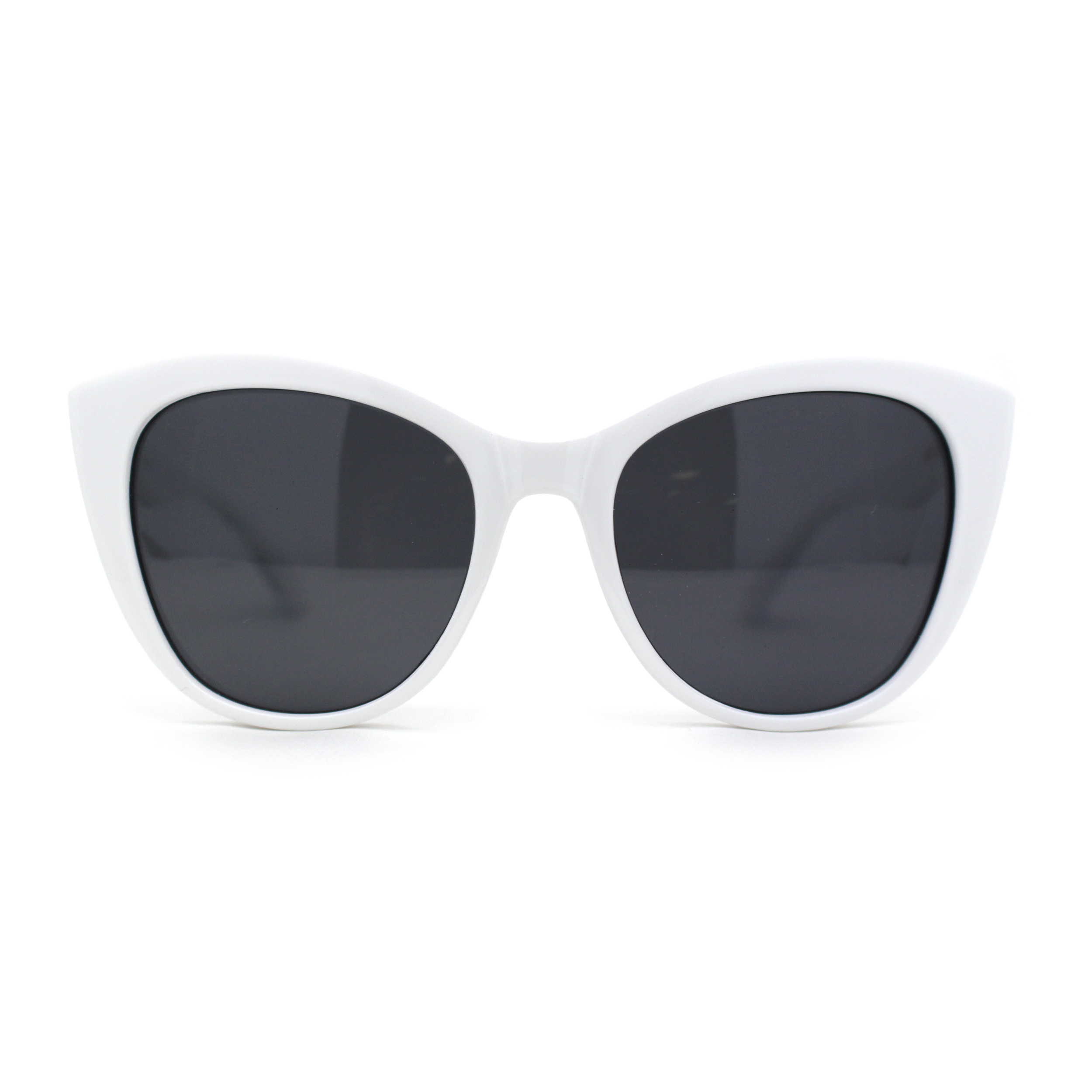 Polarized Womens Oversize Cat Eye Foliage Flower Arm Sunglasses White ...