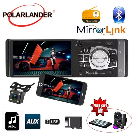 Polarlander 4" Bluetooth Car Stereo Receiver In-Dash Unit with Mirror ...