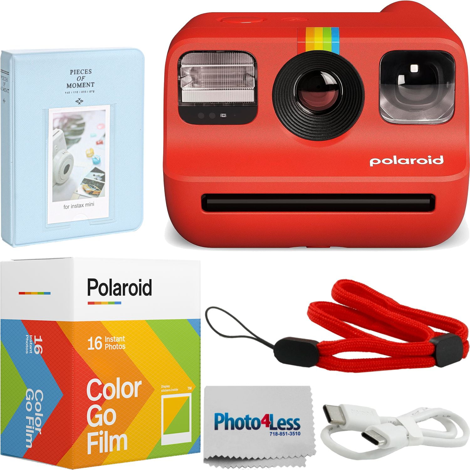 Polaroid Go Gen 2 Portable Instant Film Camera (Red) + Original Color Film, Double Pack + Album ...