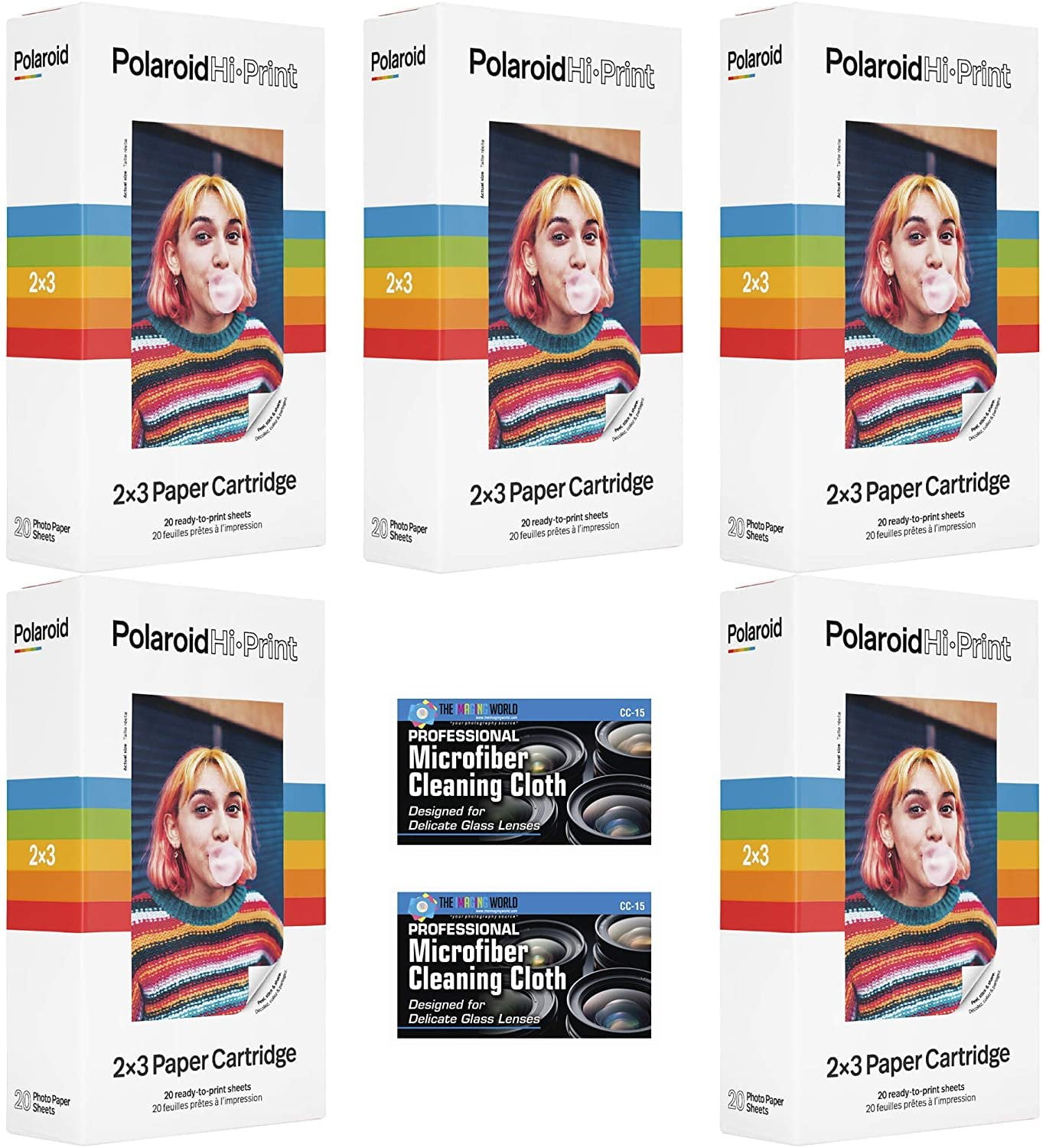 Polaroid Hi-Print 2 x 3 Paper Cartridges - 5 Pack, 100 Sheets - with ...