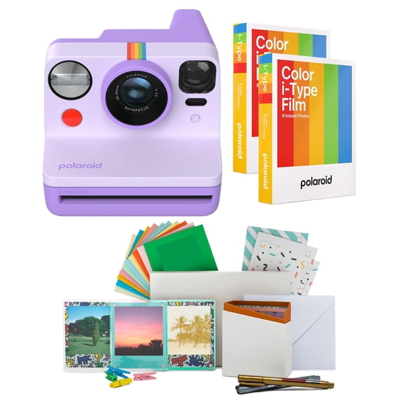 Polaroid NOW Gen 2 Camera in Purple with Double Pack Film and Photo Box ...
