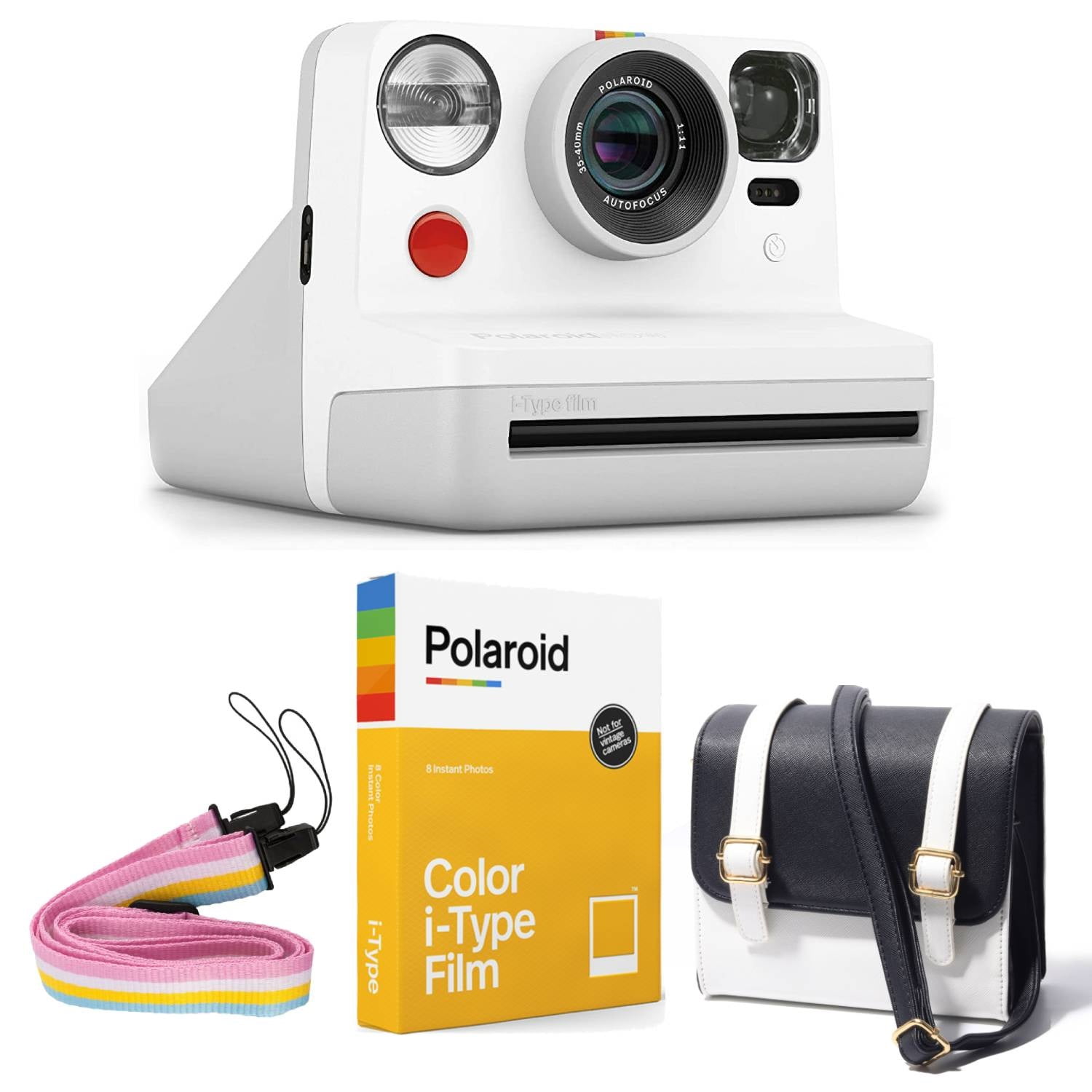 Polaroid NOW i-Type Camera, White + Color Film, Camera Case and Neck ...