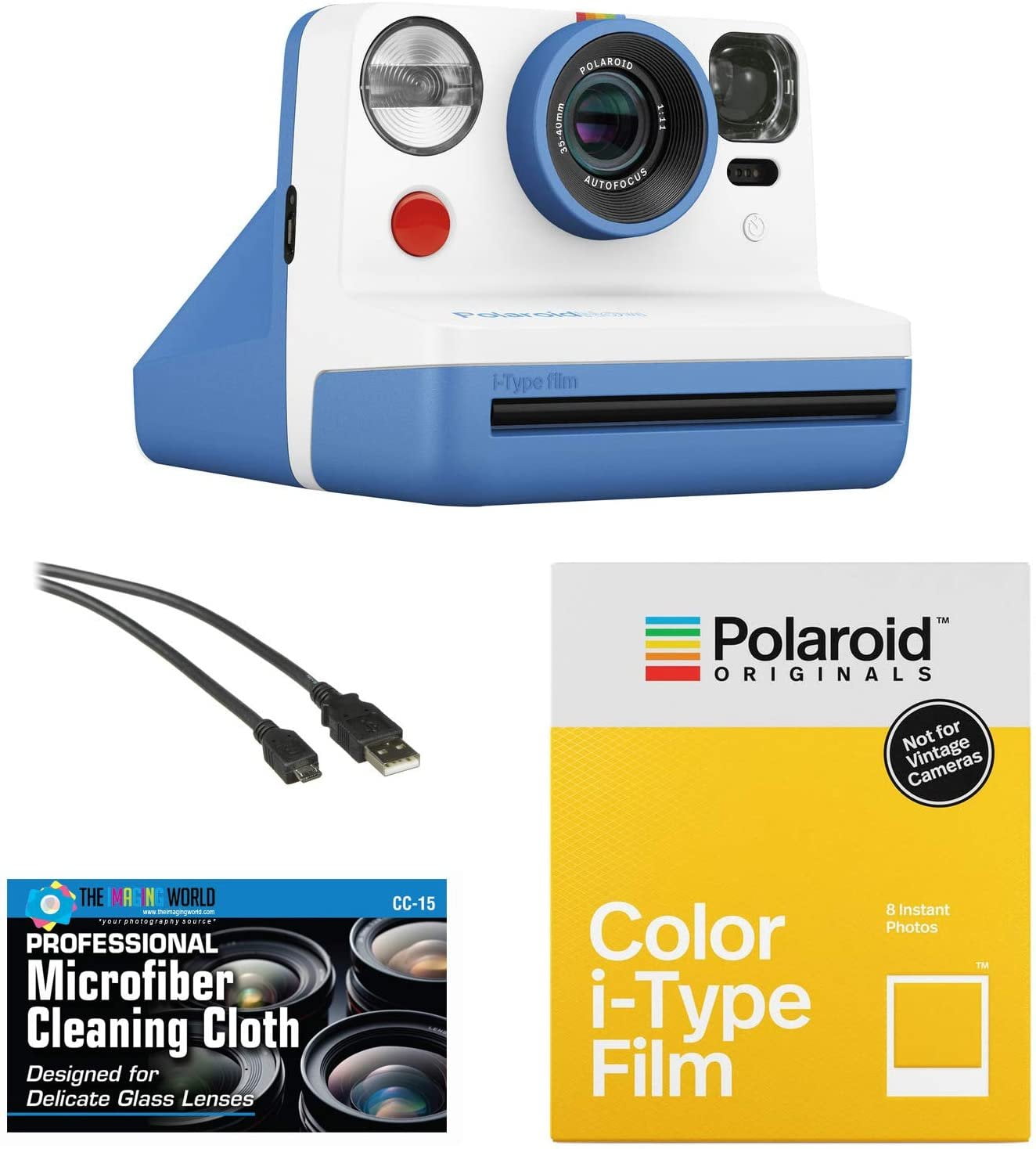 Polaroid Now Blue Instant Film Camera - Photo Snap Print with Double ...