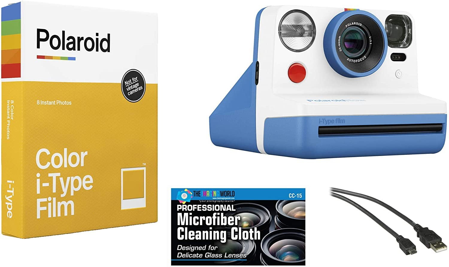 Polaroid Now i-Type Blue Instant Film Camera + Color Film Bundle with ...