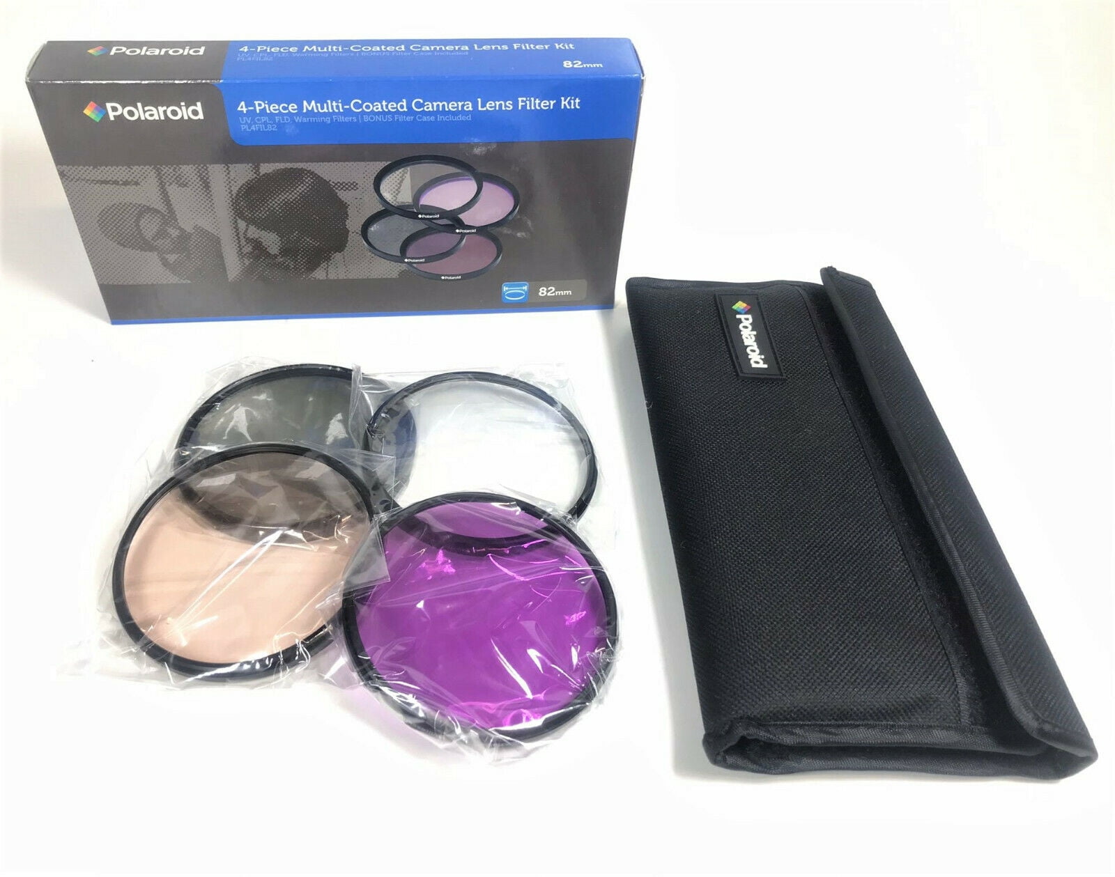 Polaroid Optics 82mm 4-Piece Multi-Coated Camera Lens Filter Kit ...