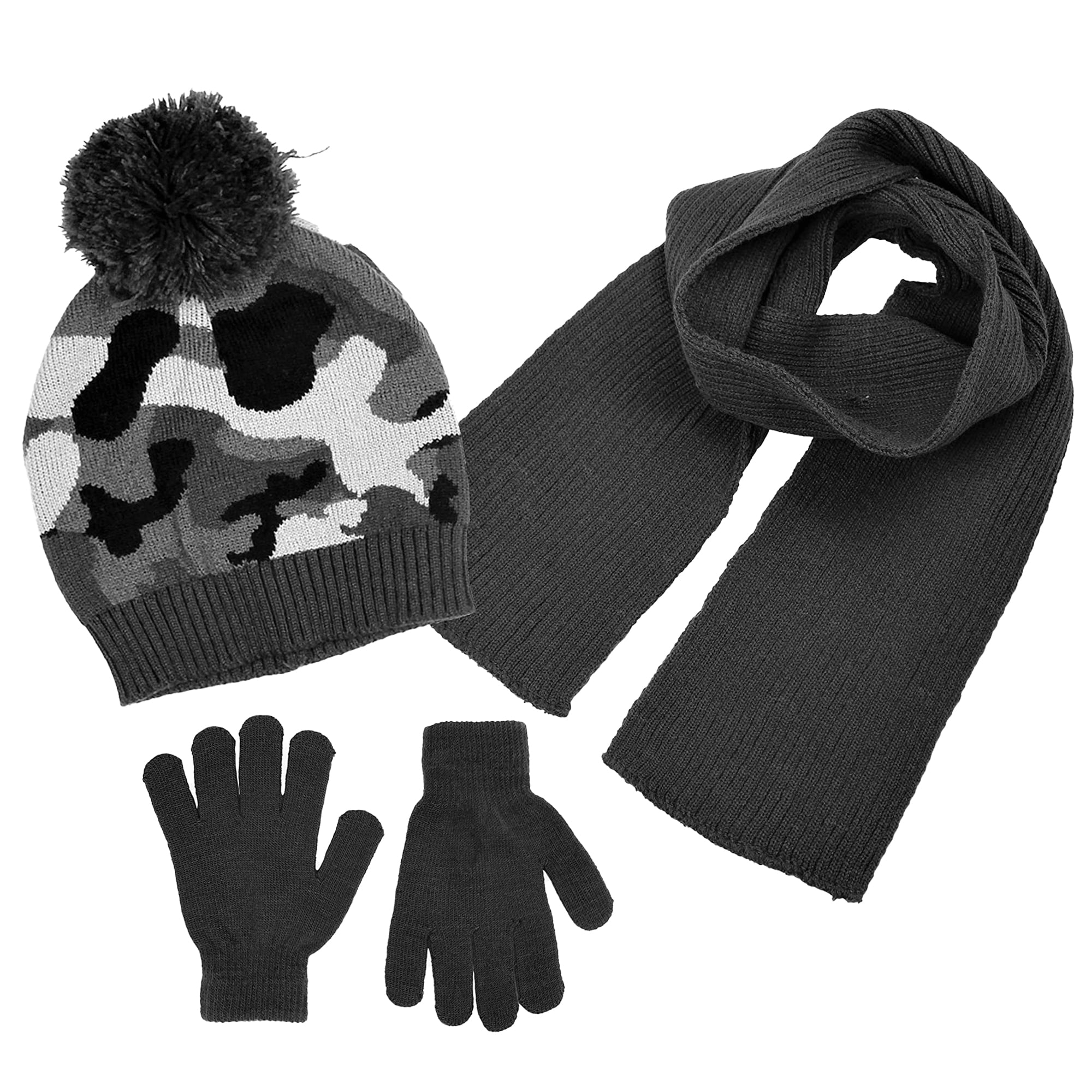 Polarwear Boys Hat,Scarf & Glove Set-Kids Cold Weather Winter ...