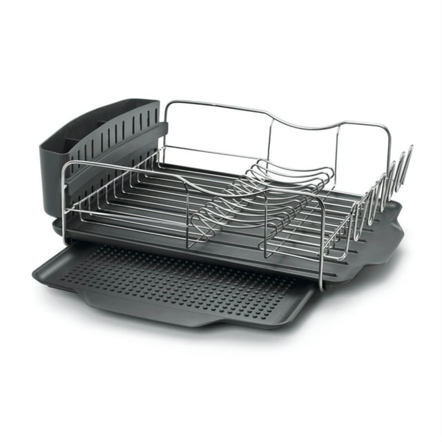 Polder Large Stainless Steel Kitchen Counter Dish Rack with Drying Mat ...