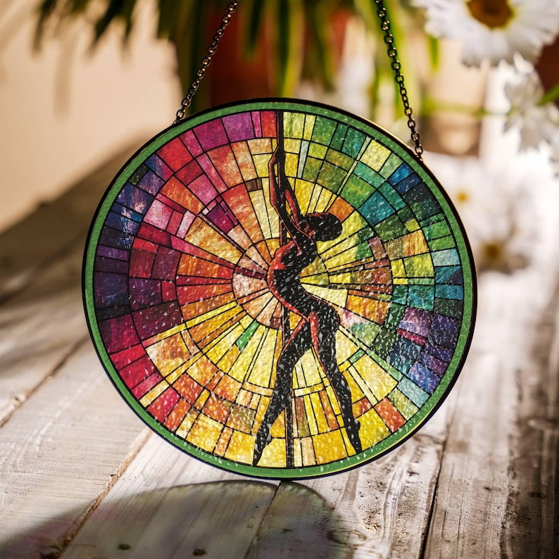 Pole Dance Stained Glass Pole Dancing Sun Catcher Light Catcher Window ...