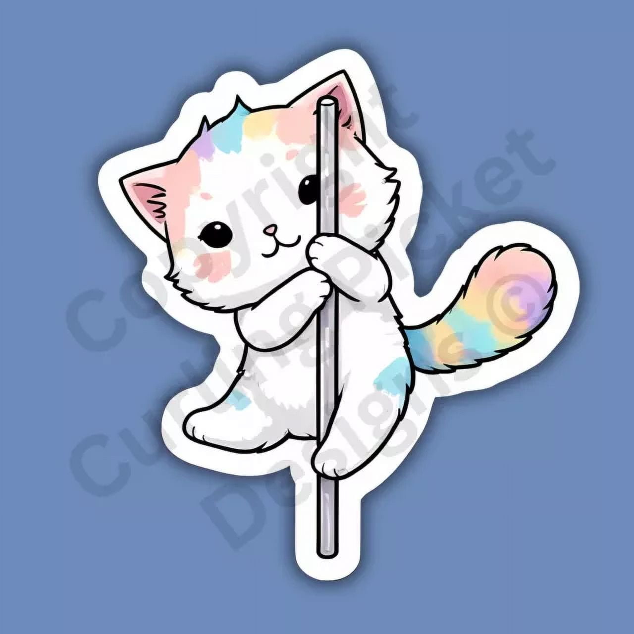 Pole Dancing Cat Feline Cute Sticker Phone Decal Water Bottle Stickers ...
